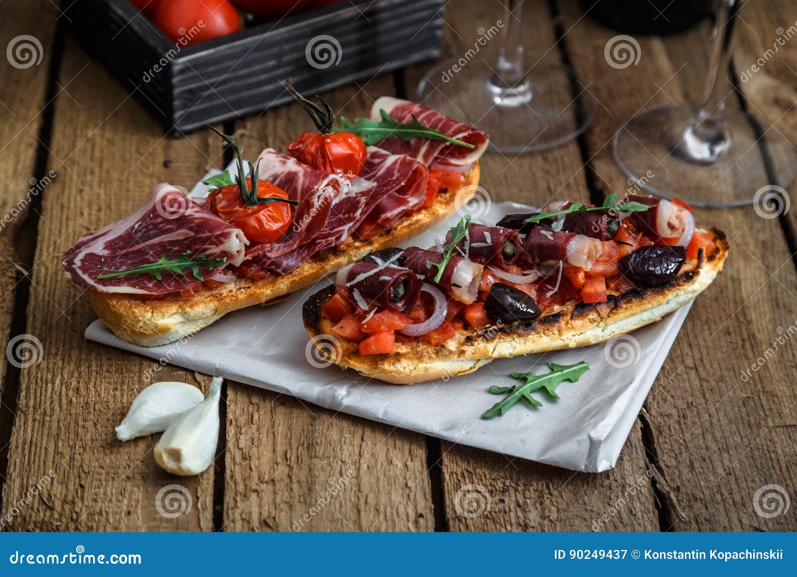 Smoked Goose Breast on Crusty Bread with Tomato Stock Image - Image of ...