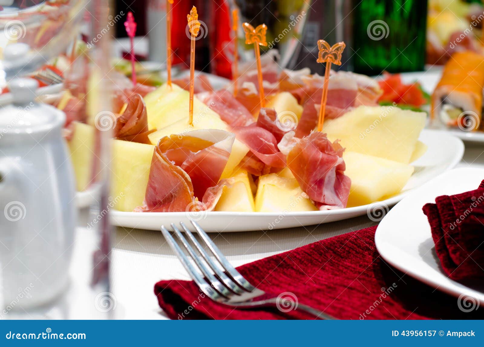 Smoked Ham and Cheese Appetizers on a Buffet Stock Image - Image of ...