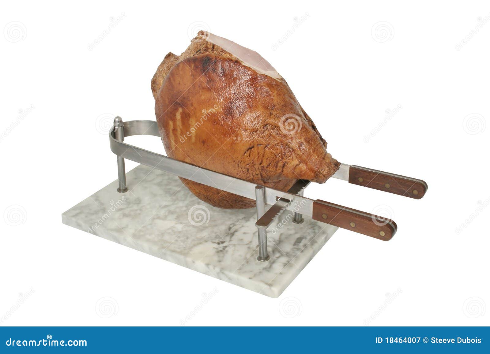 Smoked Ham on Display Stand Isolated on White Stock Image - Image of ...