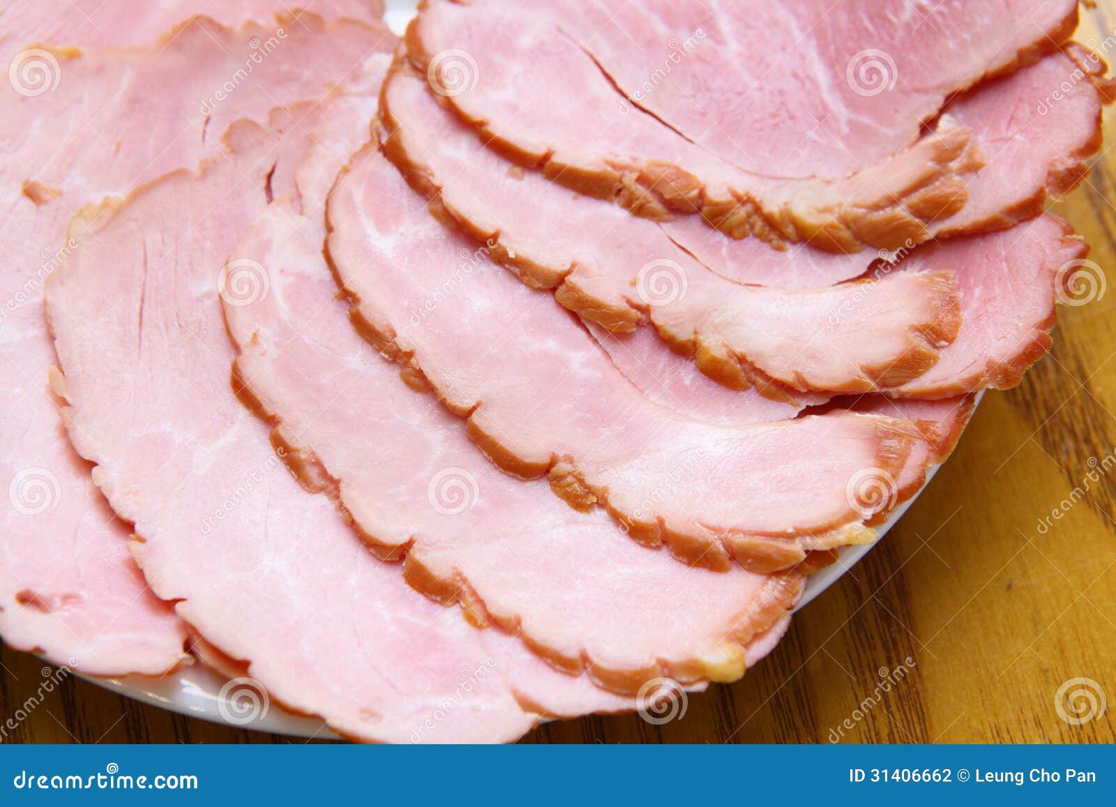 Smoked ham on plate stock photo. Image of meat, sausage - 31406662
