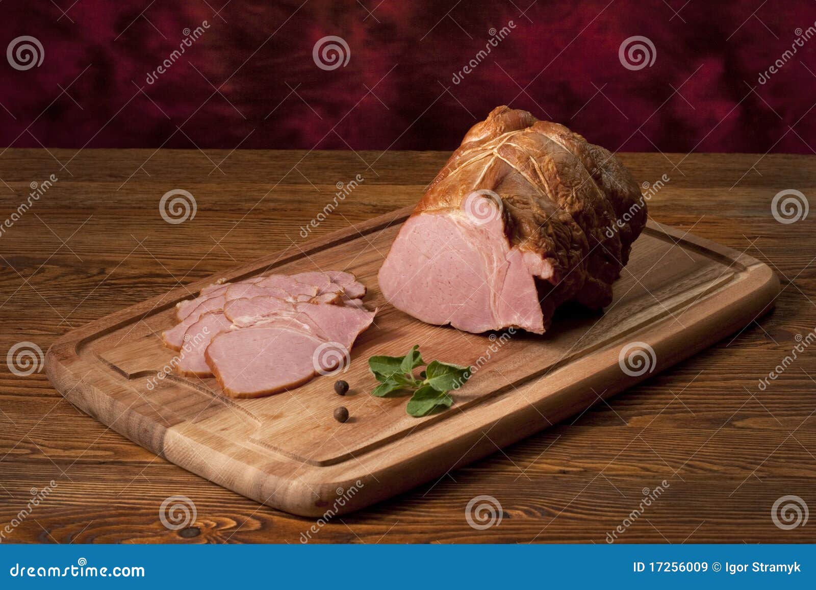 Smoked ham on the table stock image. Image of preserved - 17256009
