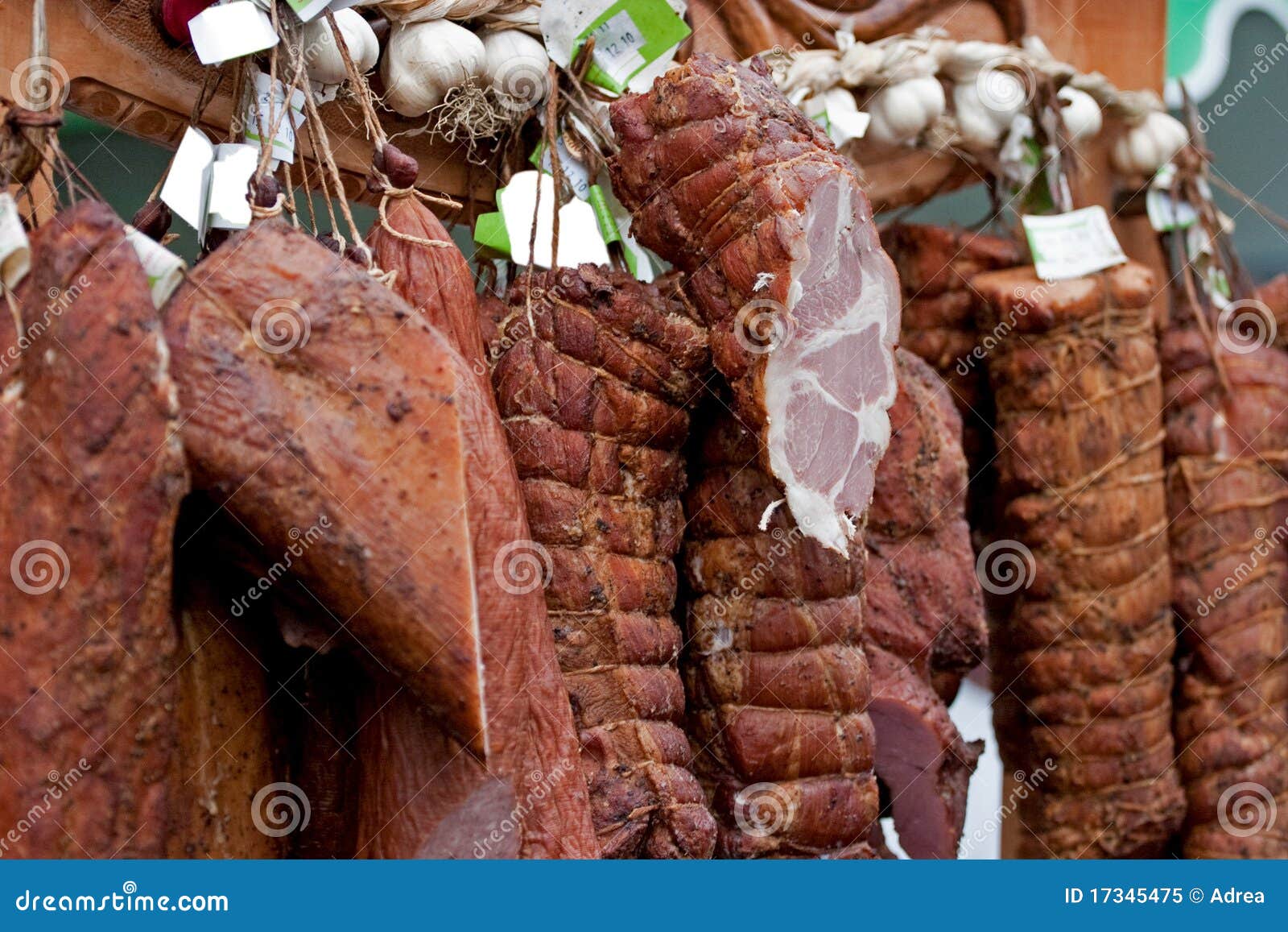 Some Smoked Meat Expose for Sell Stock Image - Image of agriculture ...