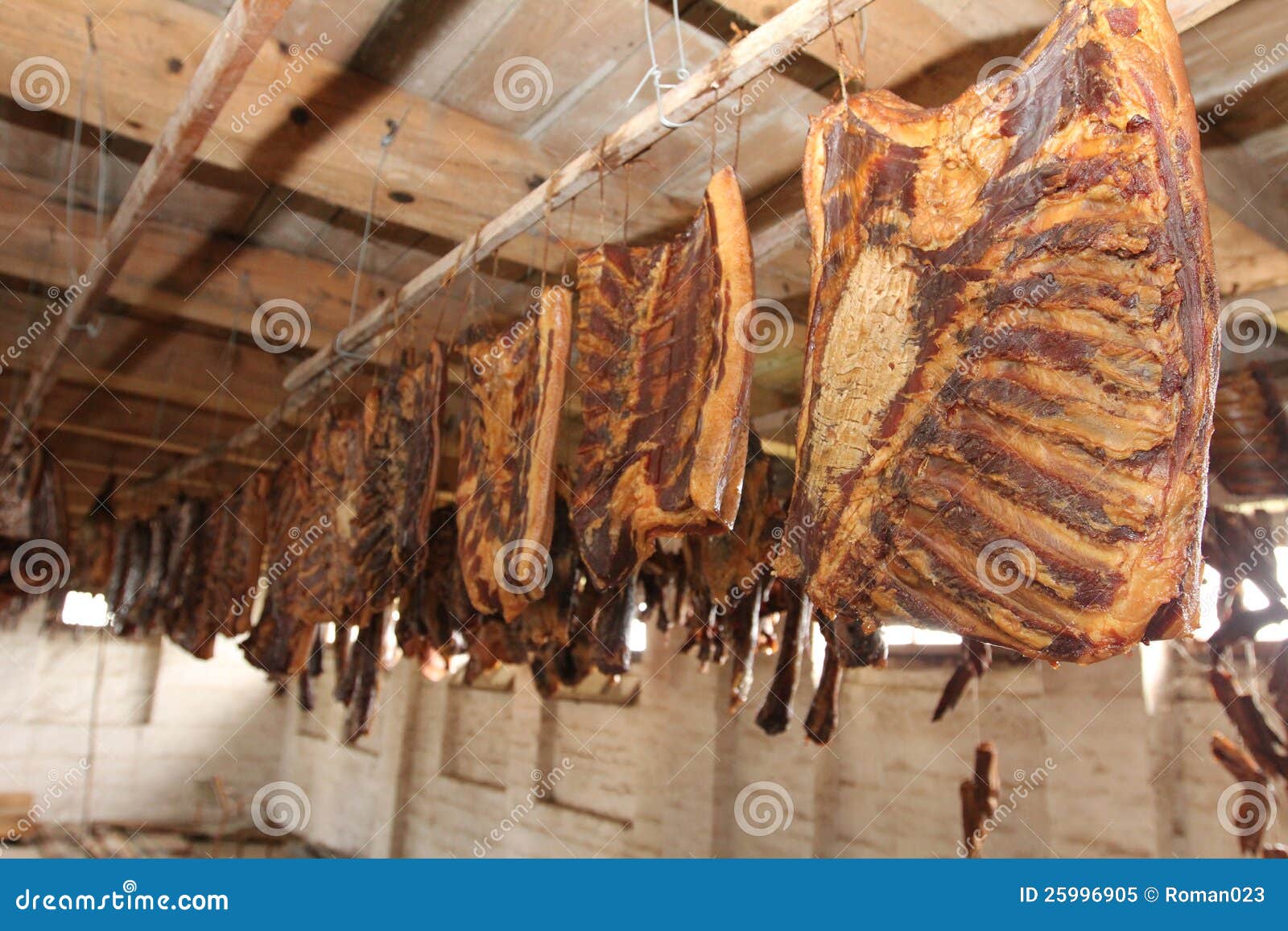 Smoked Meat, Bacon in a Smoke House Stock Image - Image of hanging ...