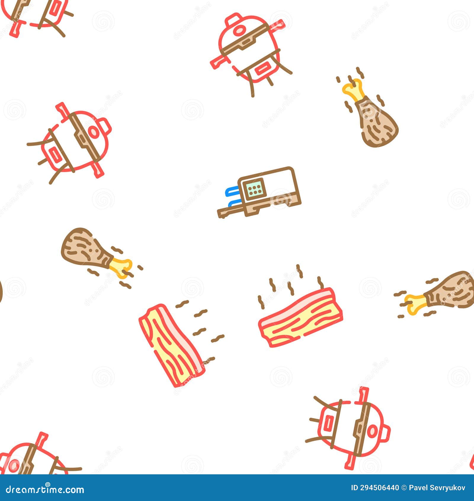 Smoked Meat Bbq Seamless Pattern Vector Stock Vector - Illustration of ...