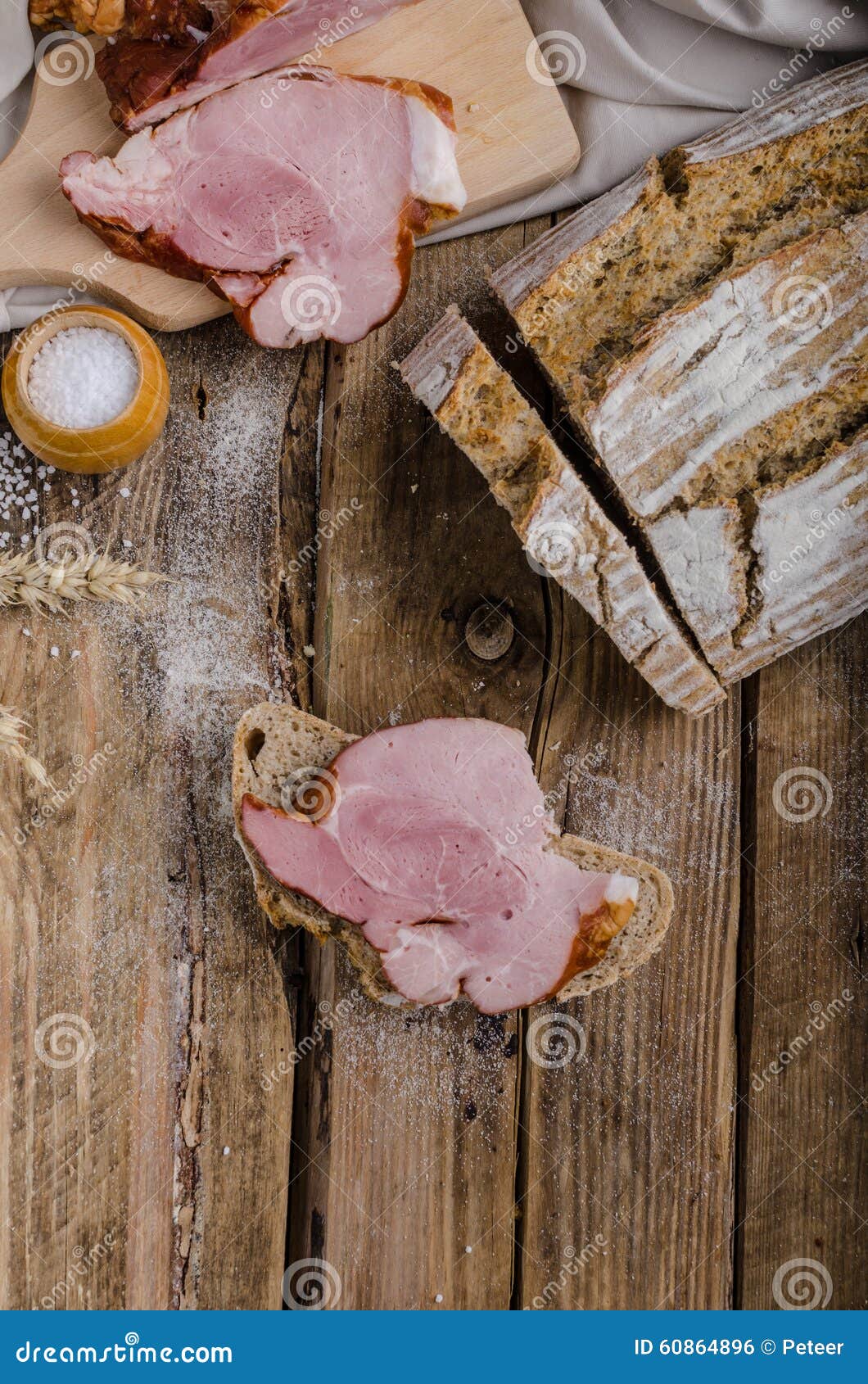 Smoked Meat on Homemade Bread Stock Photo - Image of plate, appetizer ...
