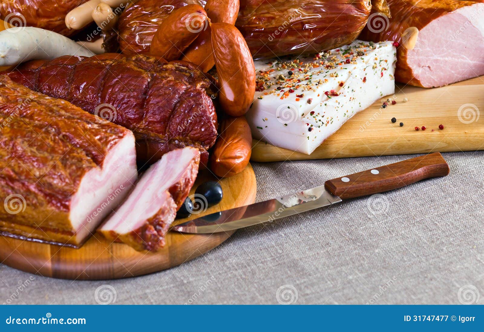 Smoked meat stock image. Image of delicatessen, food - 31747477