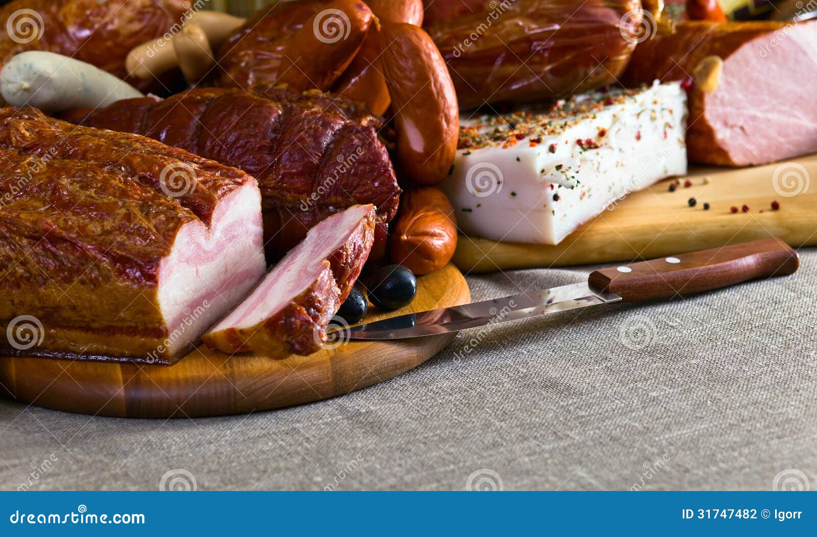 Smoked meat stock photo. Image of lunch, olive, healthy - 31747482