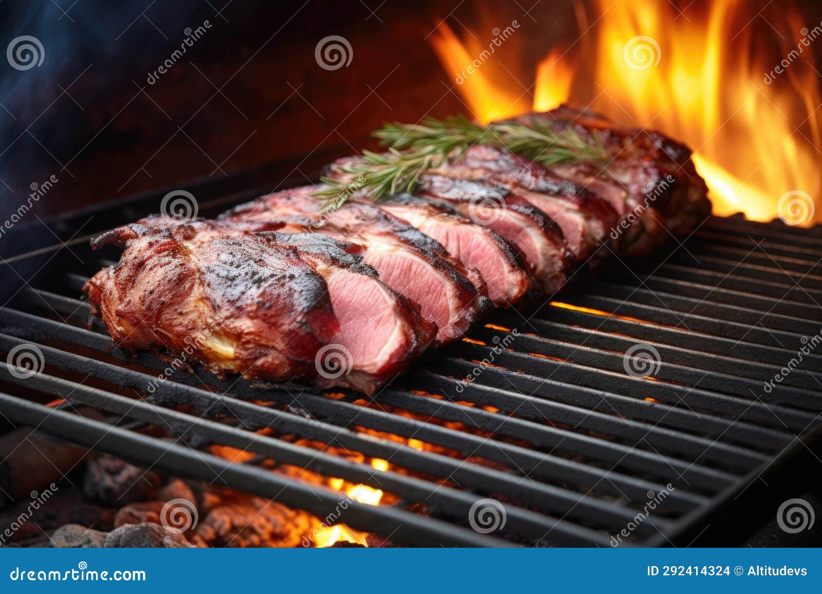 Smoked Meat on a Traditional Pit Barbecue Stock Photo - Image of ...