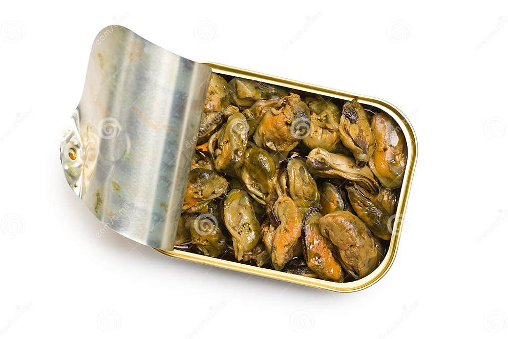 Smoked Mussels in Opened Tin Can Stock Image - Image of snack, meal ...