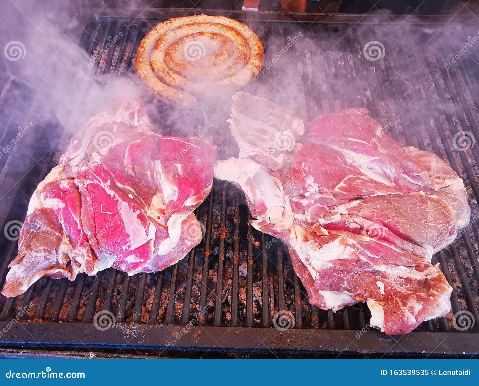 Smoked Pieces of Pork and Mutton Barbecue Stock Image - Image of ...