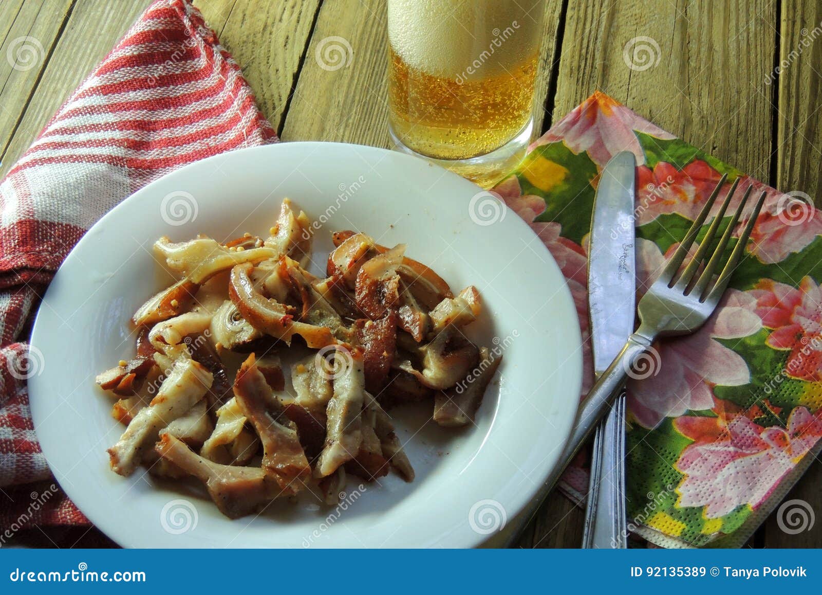 Smoked pig ears. Beer stock image. Image of food, lemon - 92135389