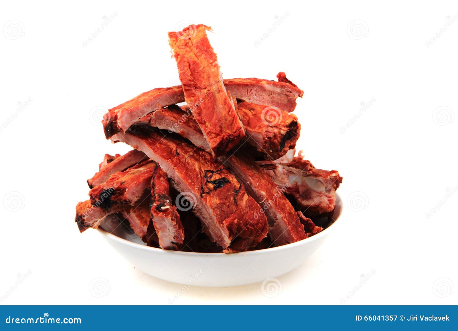 Smoked pig ribs stock image. Image of food, bone, lunch - 66041357