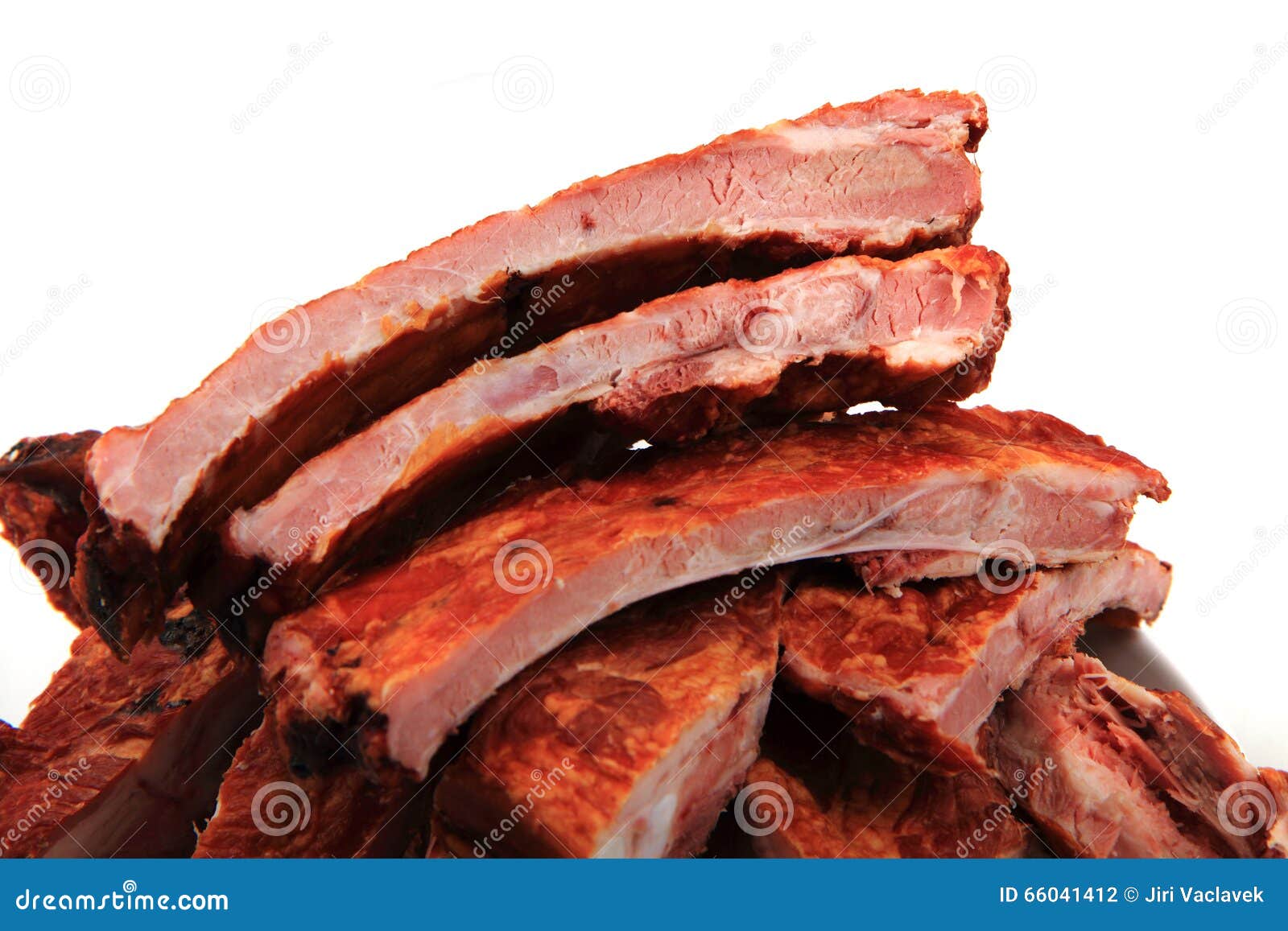 Smoked pig ribs stock photo. Image of meat, unhealthy - 66041412