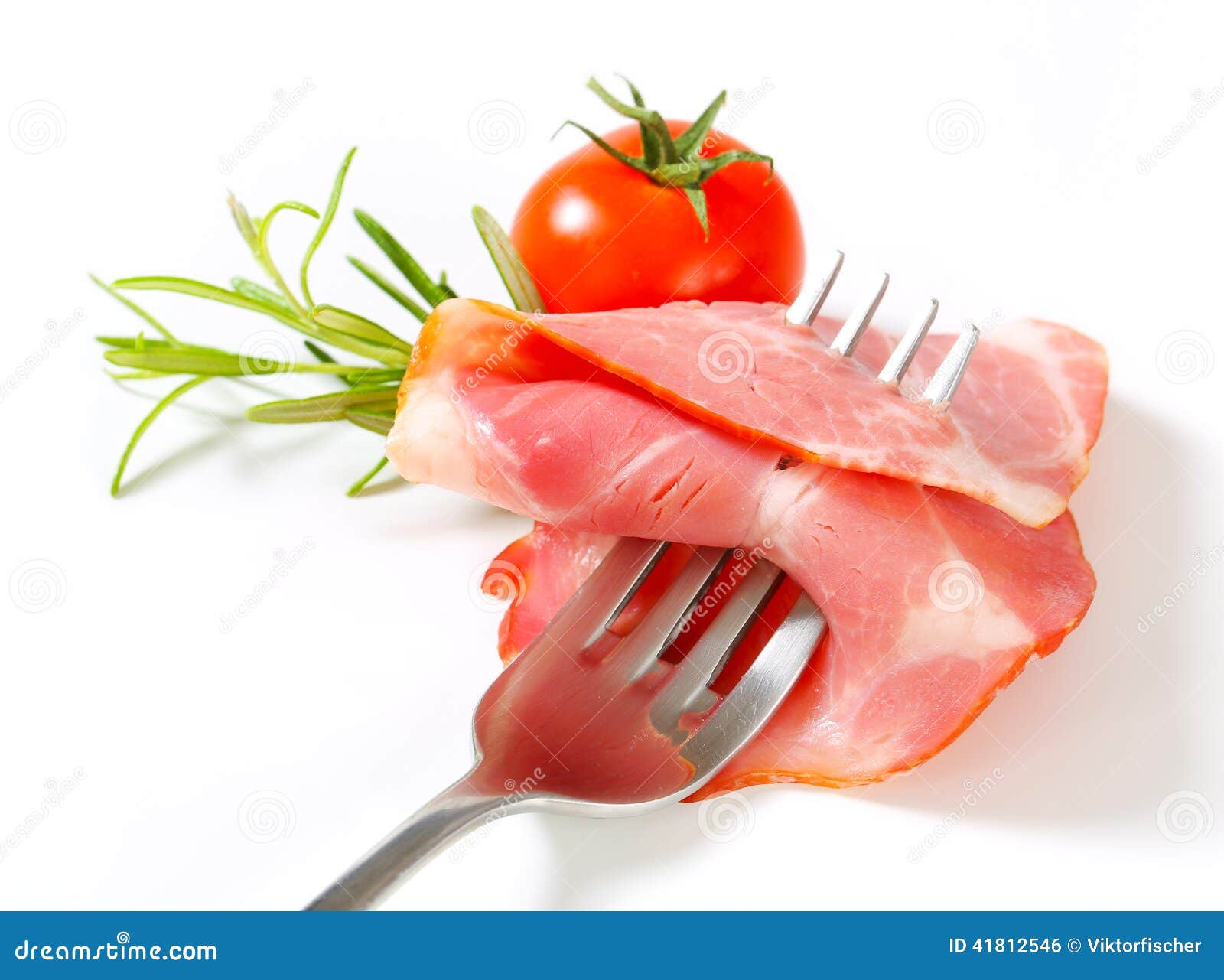Smoked pork on fork stock photo. Image of herb, neck - 41812546
