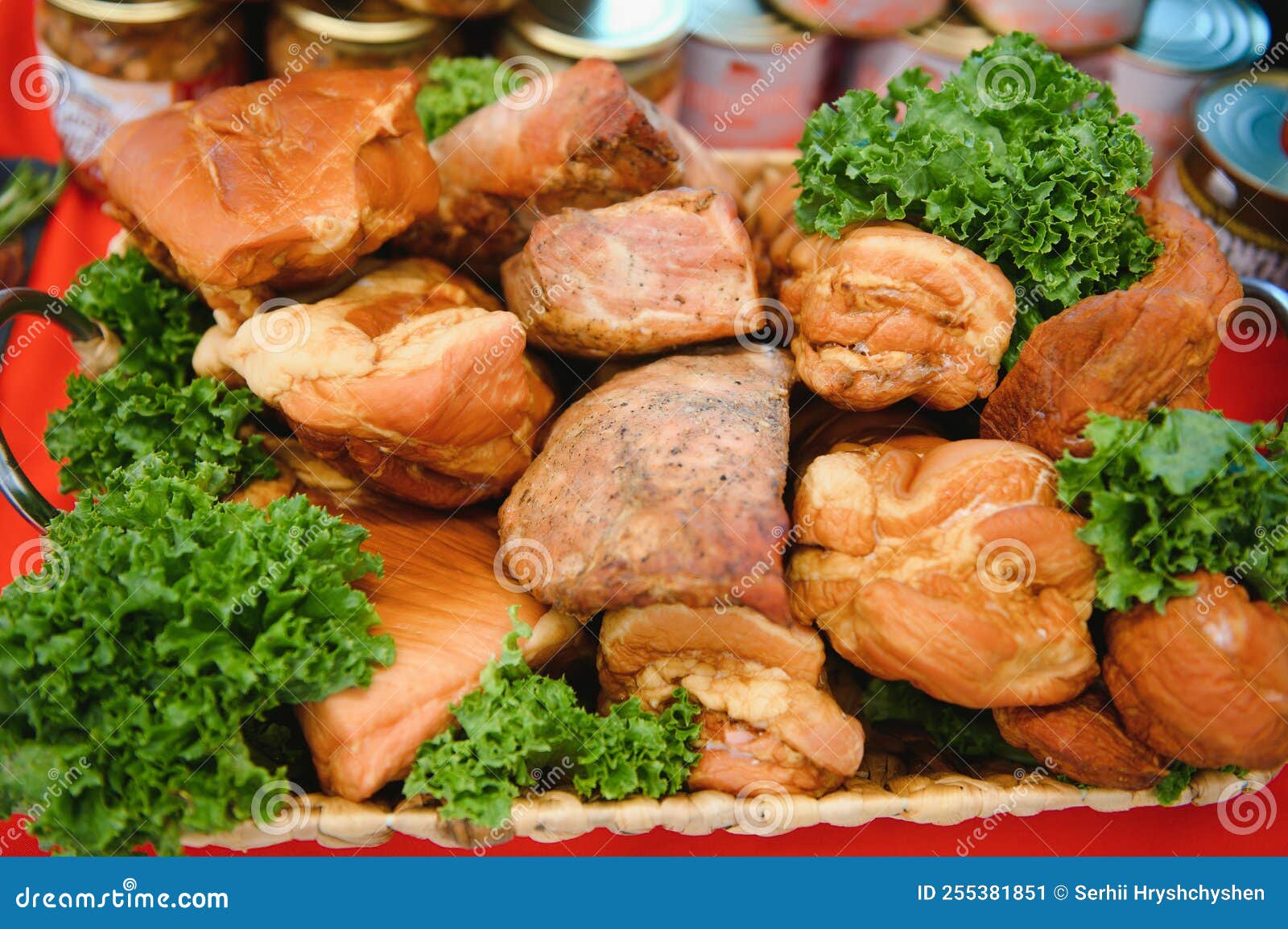 Smoked Pork Meat Products Composition Stock Image - Image of logo ...