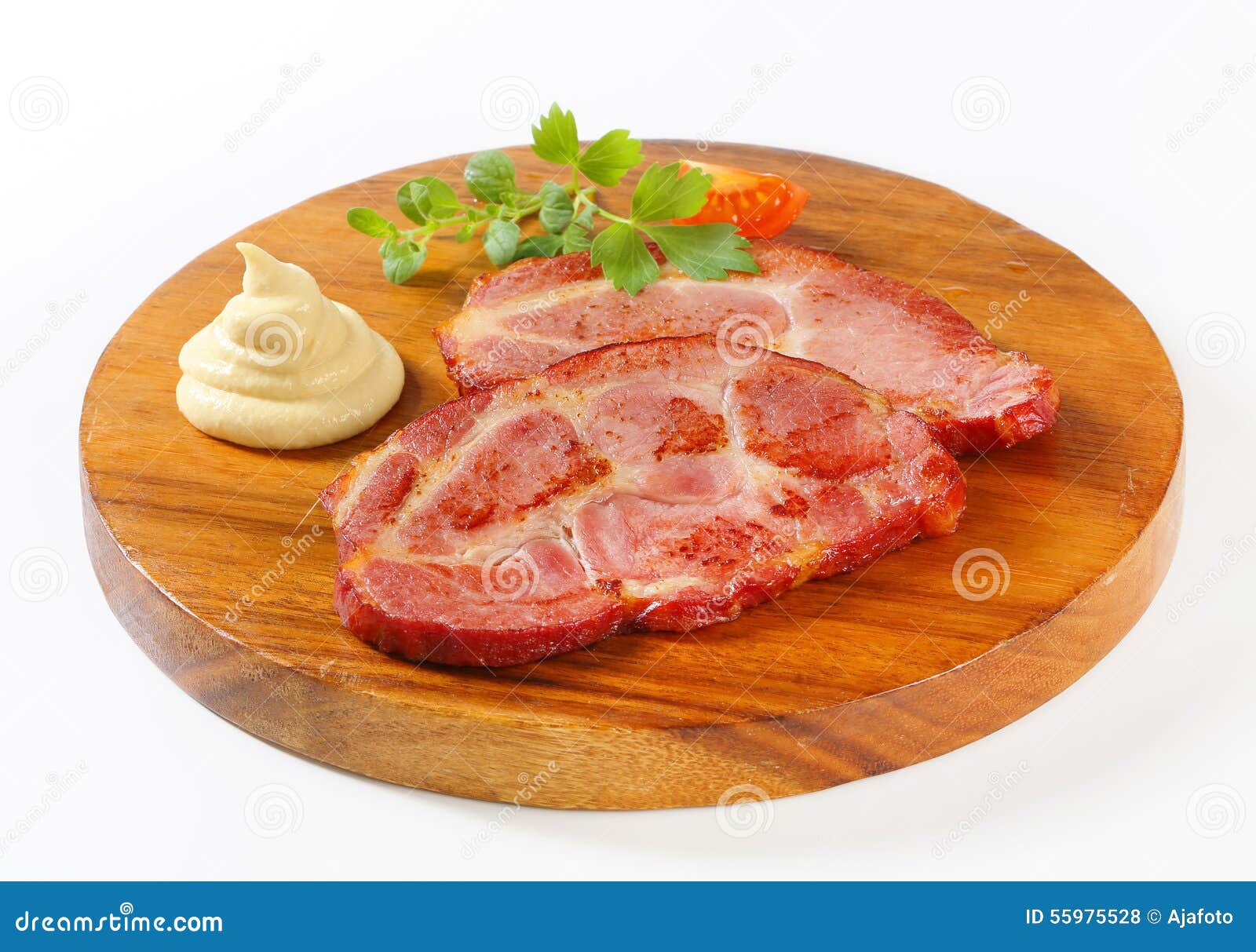 Smoked Pork Neck with Mustard Stock Photo - Image of slices, fried ...