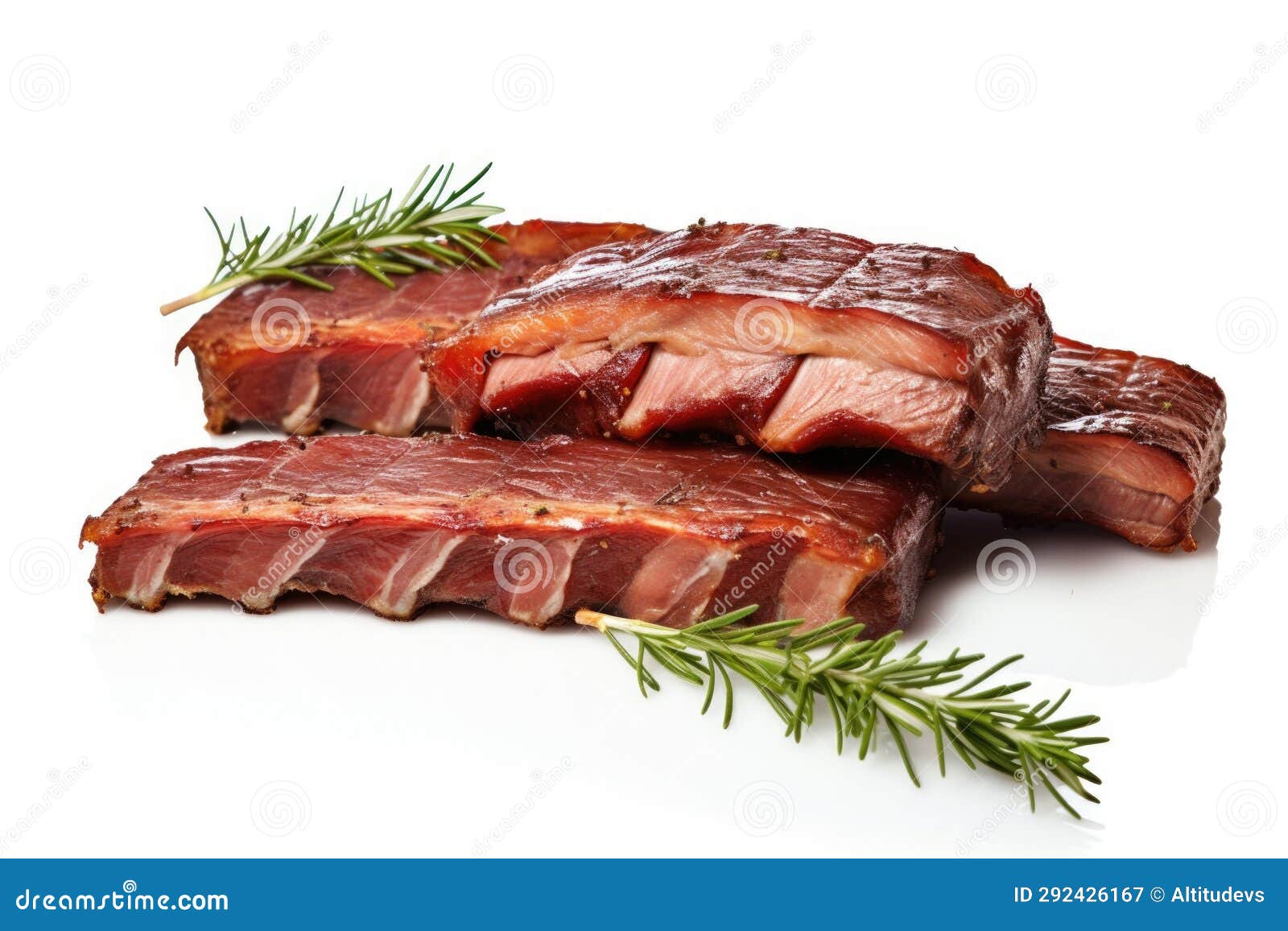 Smoked Pork Ribs Isolated on a White Background Stock Image - Image of ...