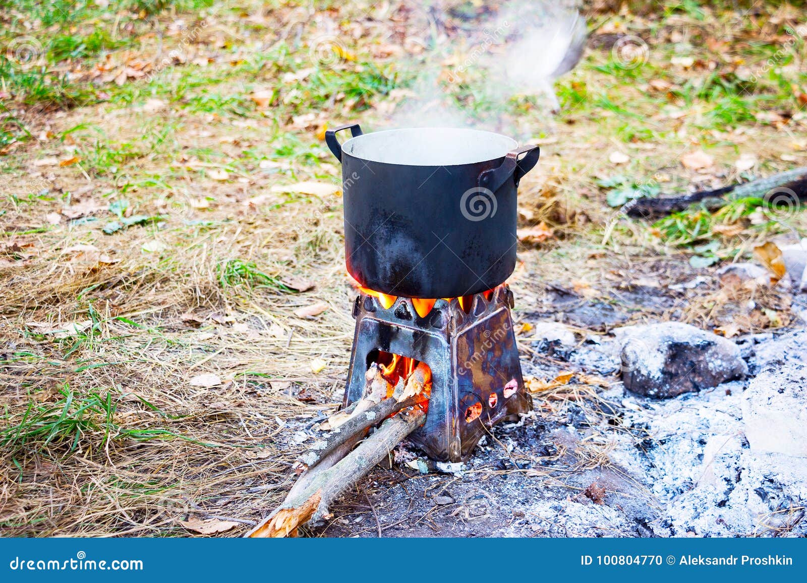 Smoked Pot on a Camp Stove. Stock Photo - Image of campsite, boil ...