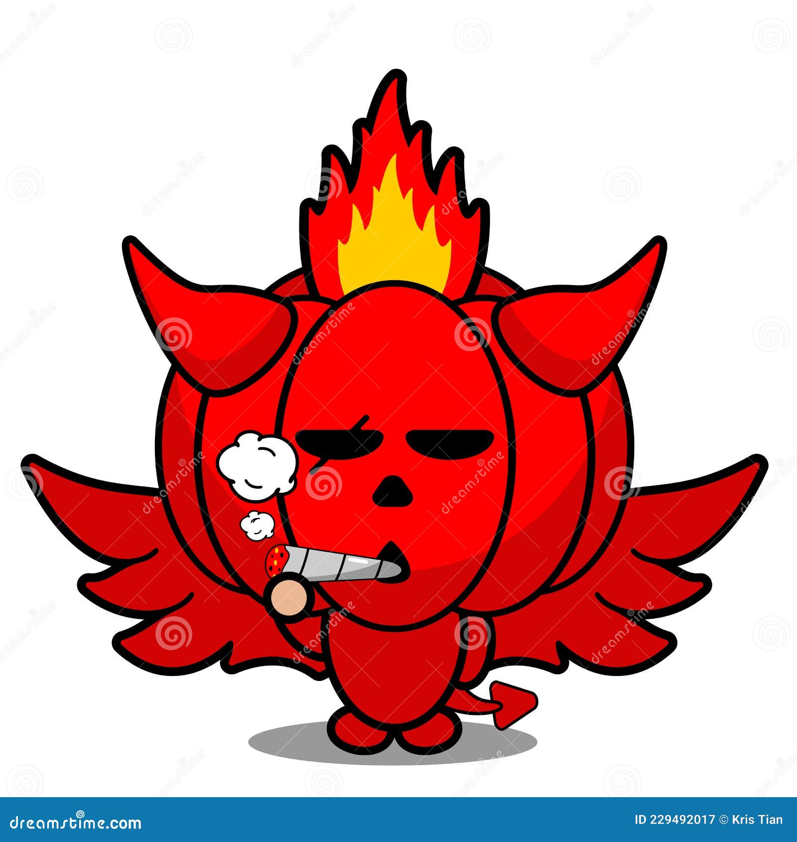 Smoked Red Devil Pumpkin Mascot Stock Vector - Illustration of cartoon ...