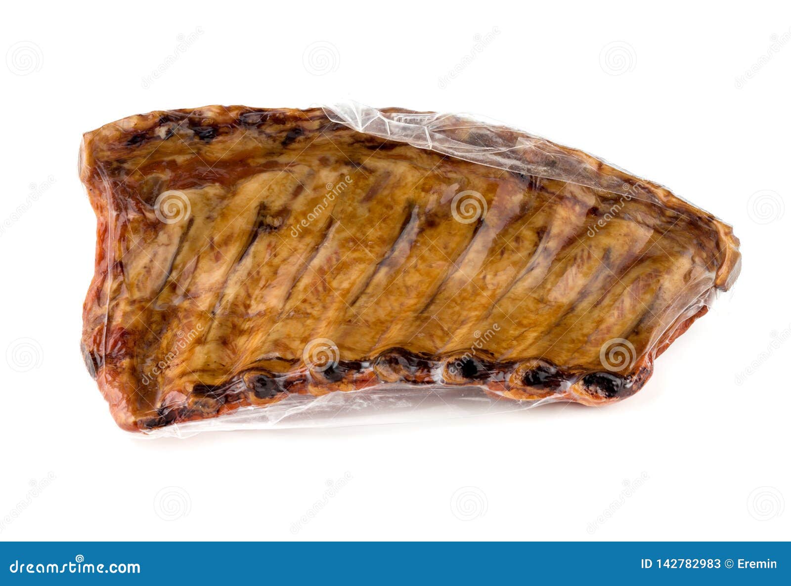 Smoked Ribs on a White Background. Stock Image - Image of meat ...