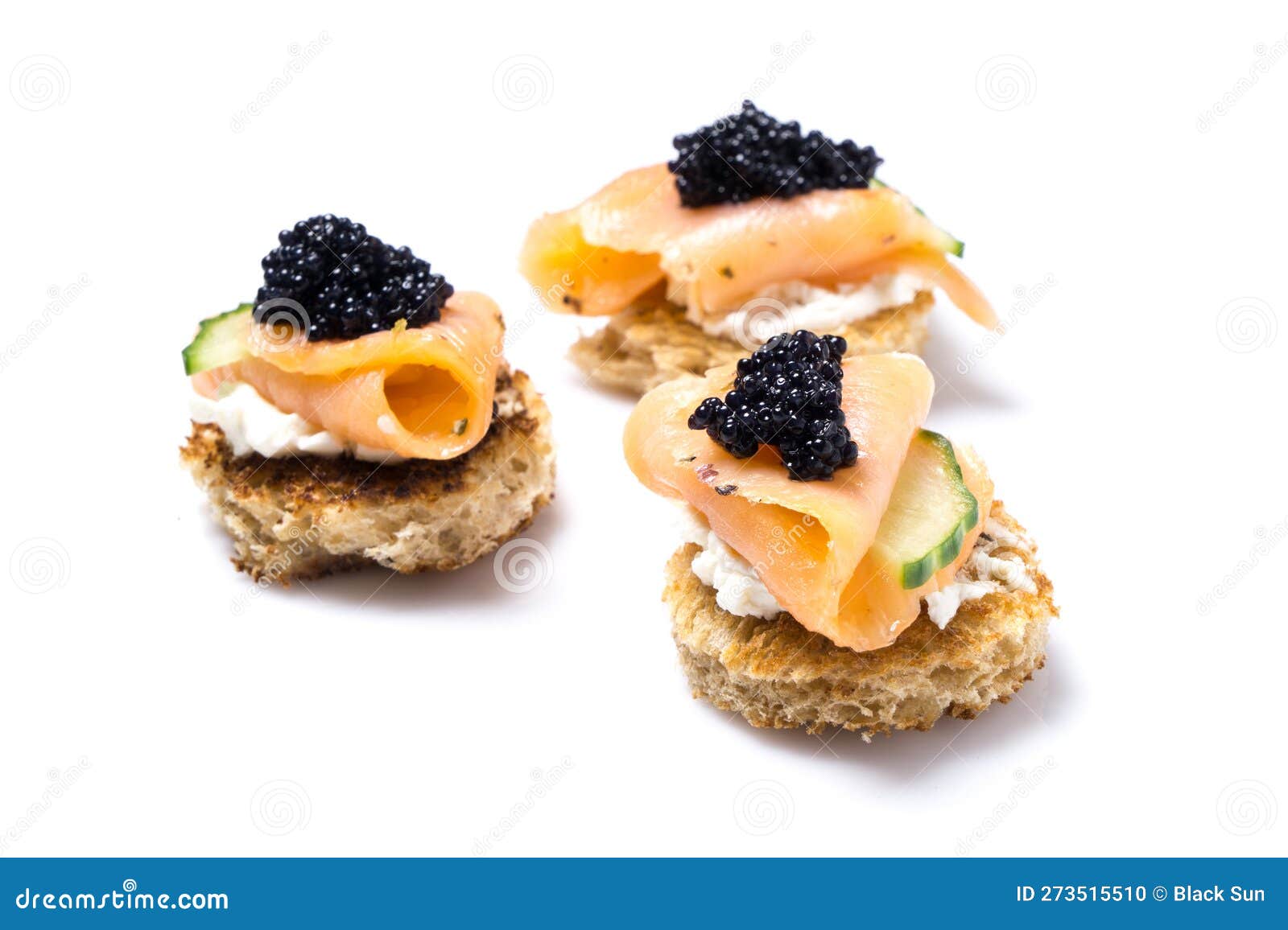 Smoked Salmon Appetizer with Cream Cheese and Caviar Stock Photo ...