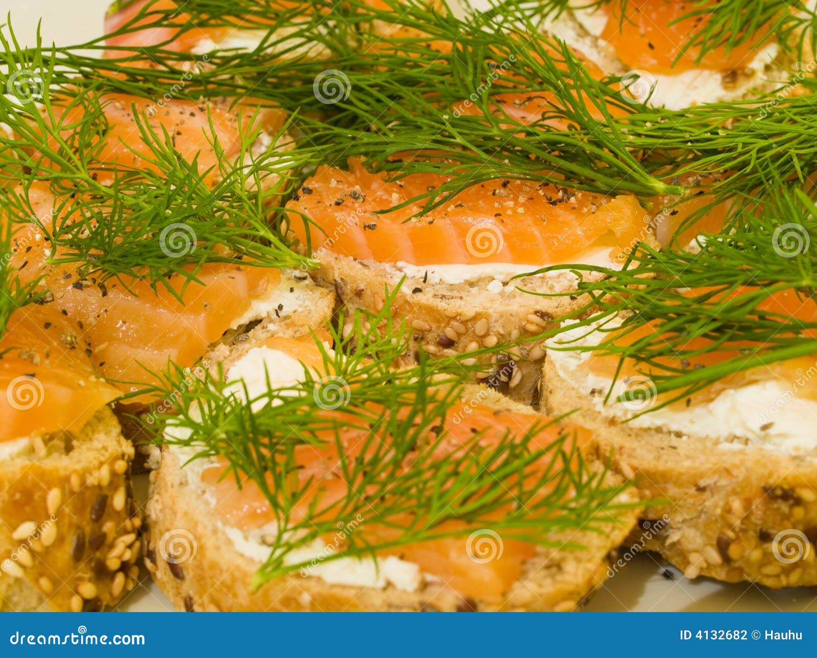 Smoked salmon bread stock photo. Image of cheese, plate - 4132682