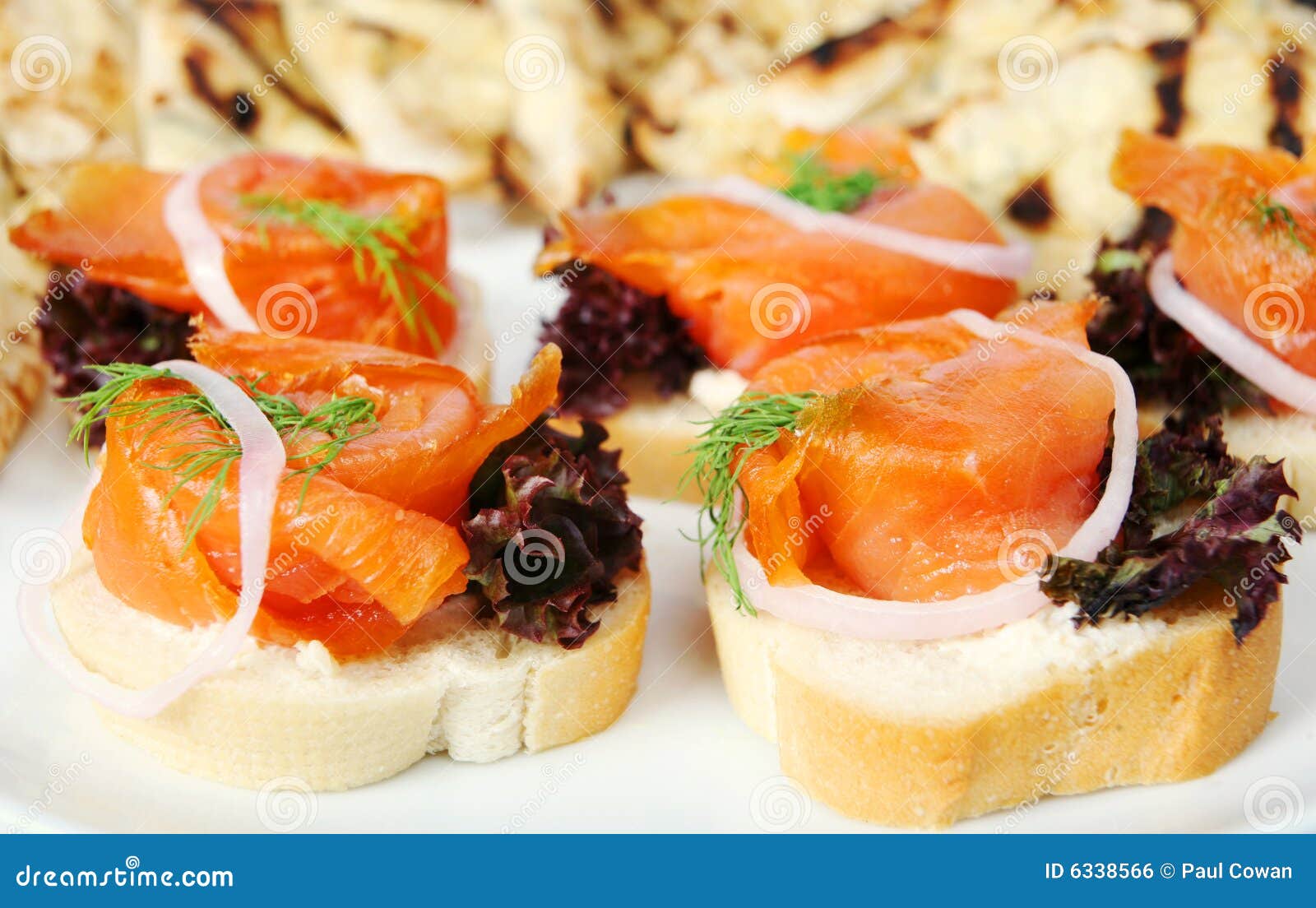Smoked salmon canapes stock photo. Image of lettuce, onion - 6338566