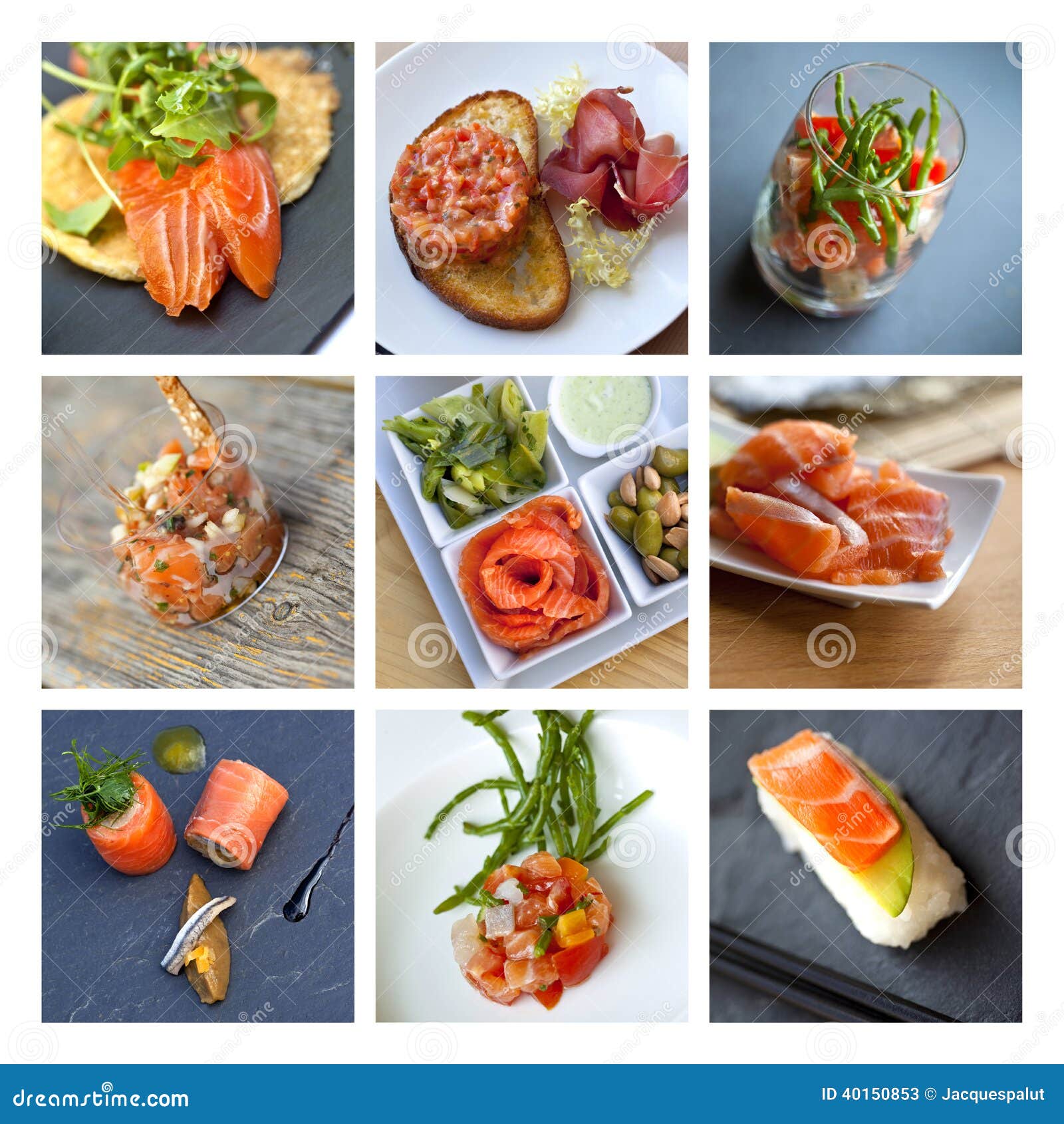 Smoked salmon collage stock image. Image of puree, blini - 40150853
