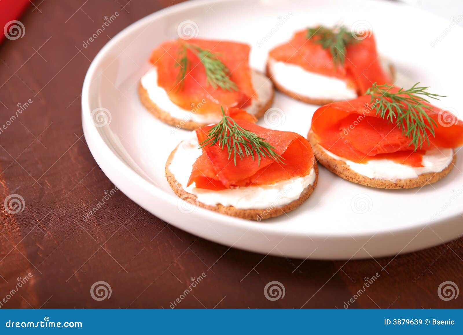Smoked Salmon with Crackers Stock Image - Image of appetizer, dill: 3879639