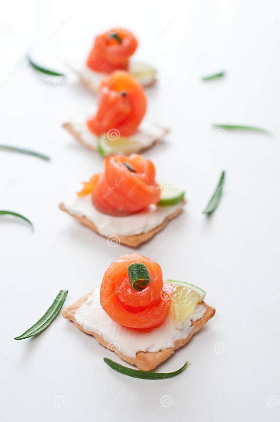 Smoked Salmon and Cream Cheese Stock Image - Image of vertical, topped ...