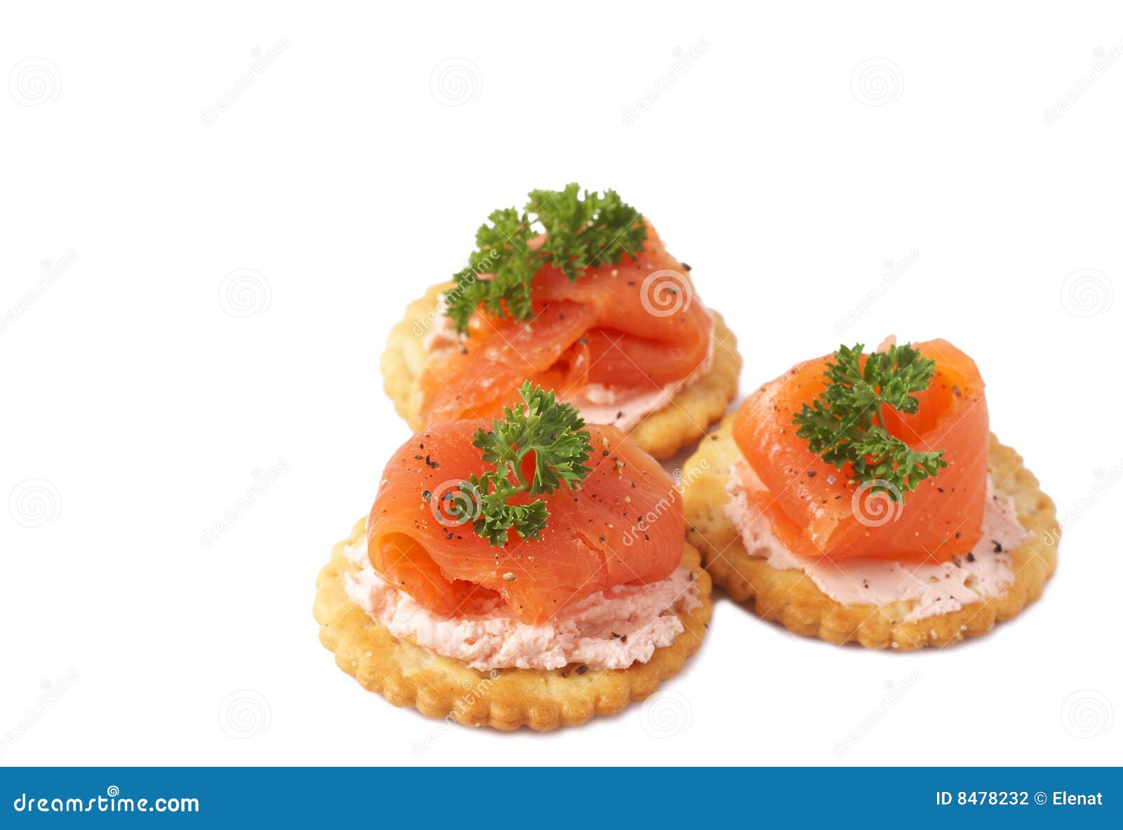 Smoked Salmon and Cream Cheese on Crackers Stock Photo - Image of ...