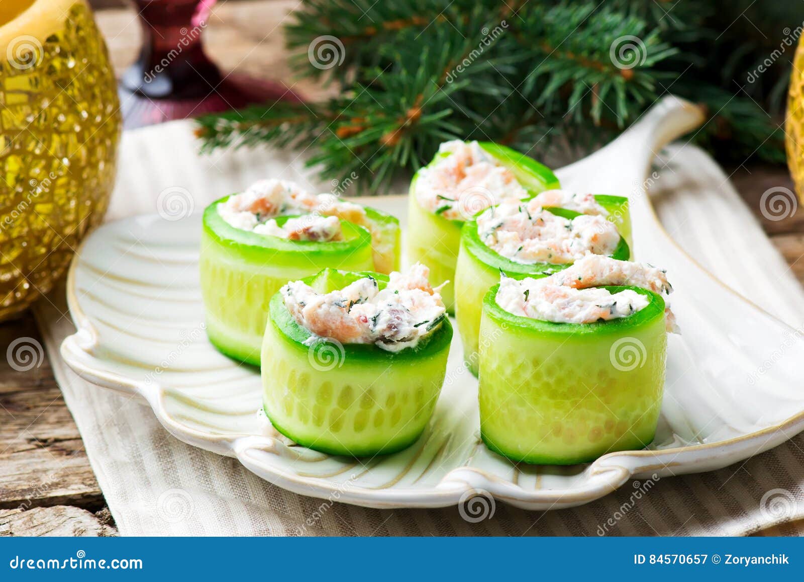 Smoked Salmon Cucumber Rolls. Stock Image - Image of orange, healthy ...