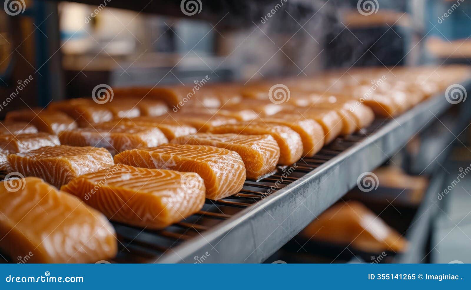 Smoked Salmon Fillets Drying on a Rack Stock Illustration ...