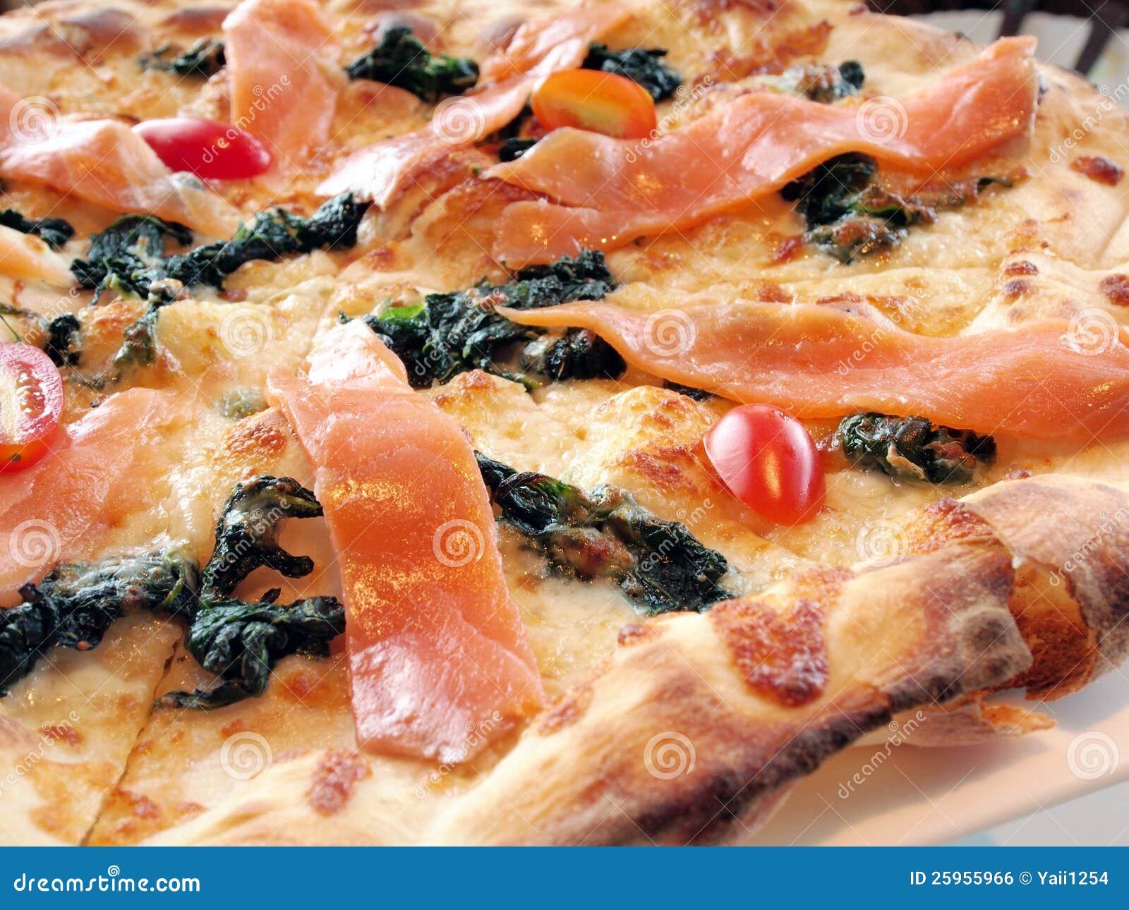 Smoked salmon pizza stock photo. Image of classic, baked - 25955966