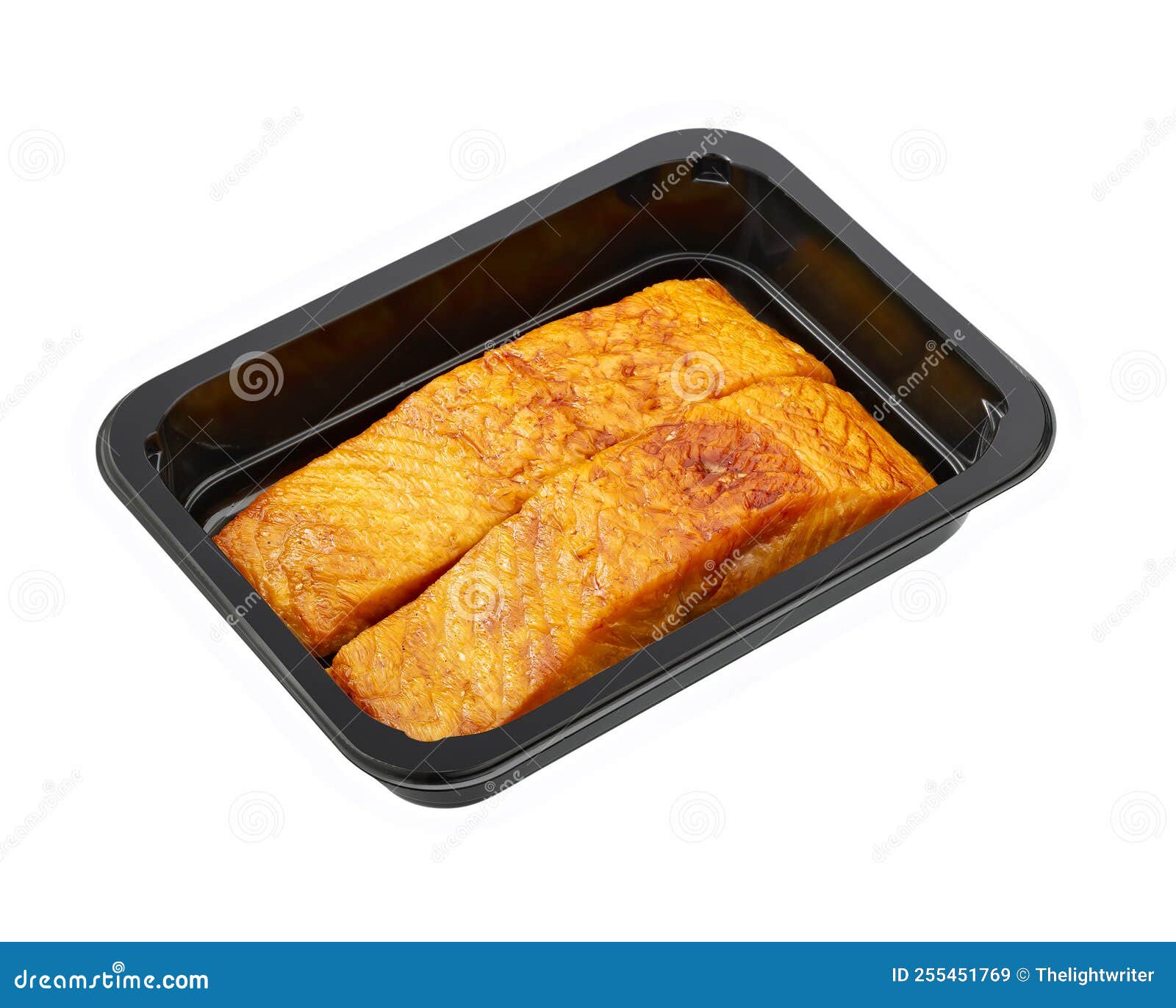 Smoked Salmon in a Plastic Tray Isolated on White Stock Image - Image ...