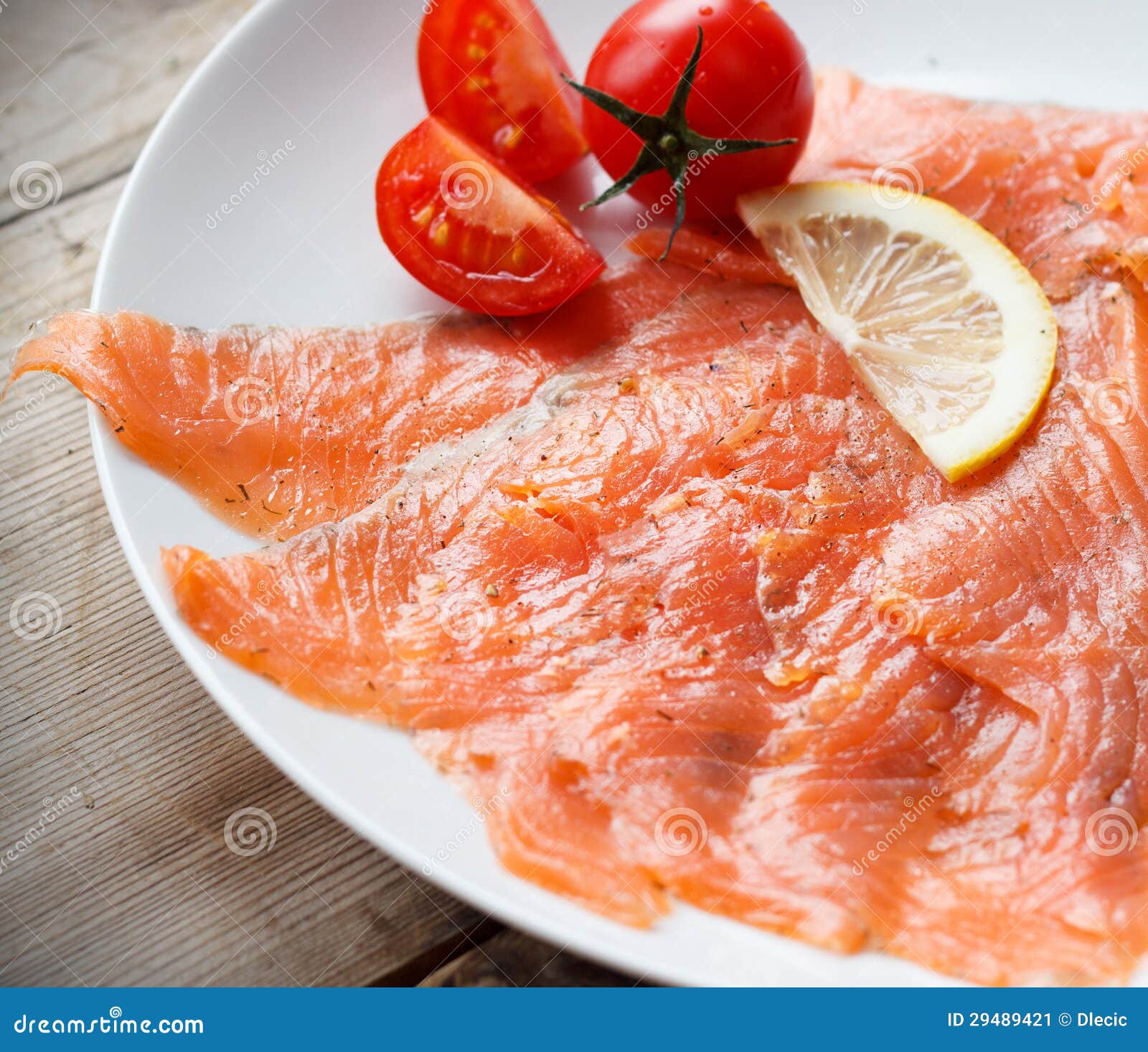 Smoked Salmon on plate stock image. Image of health, meat - 29489421