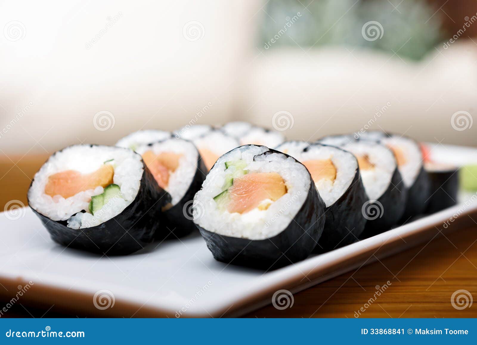 Smoked salmon roll stock image. Image of healthy, oriental - 33868841