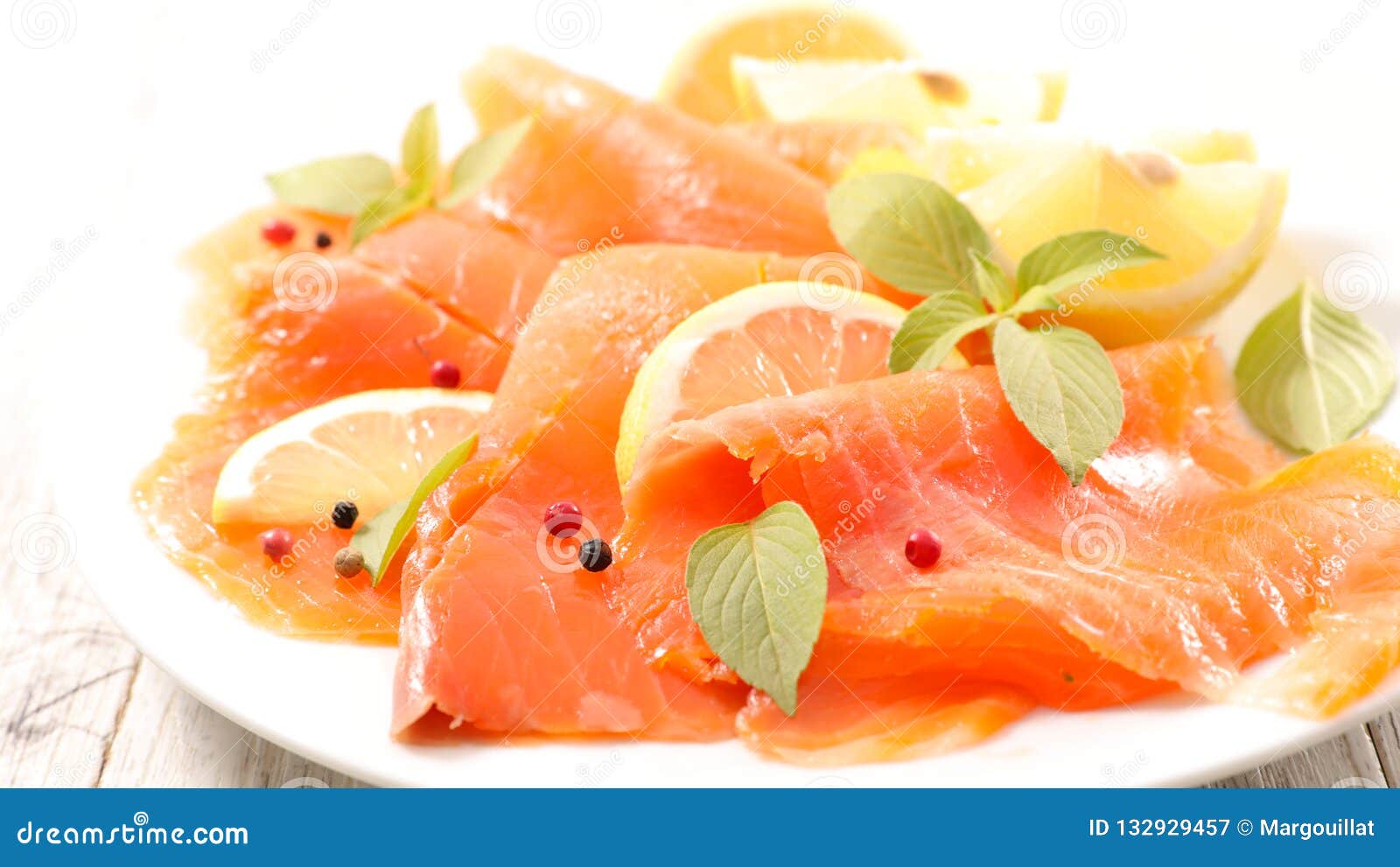 Smoked salmon slice stock image. Image of food, fillet - 132929457