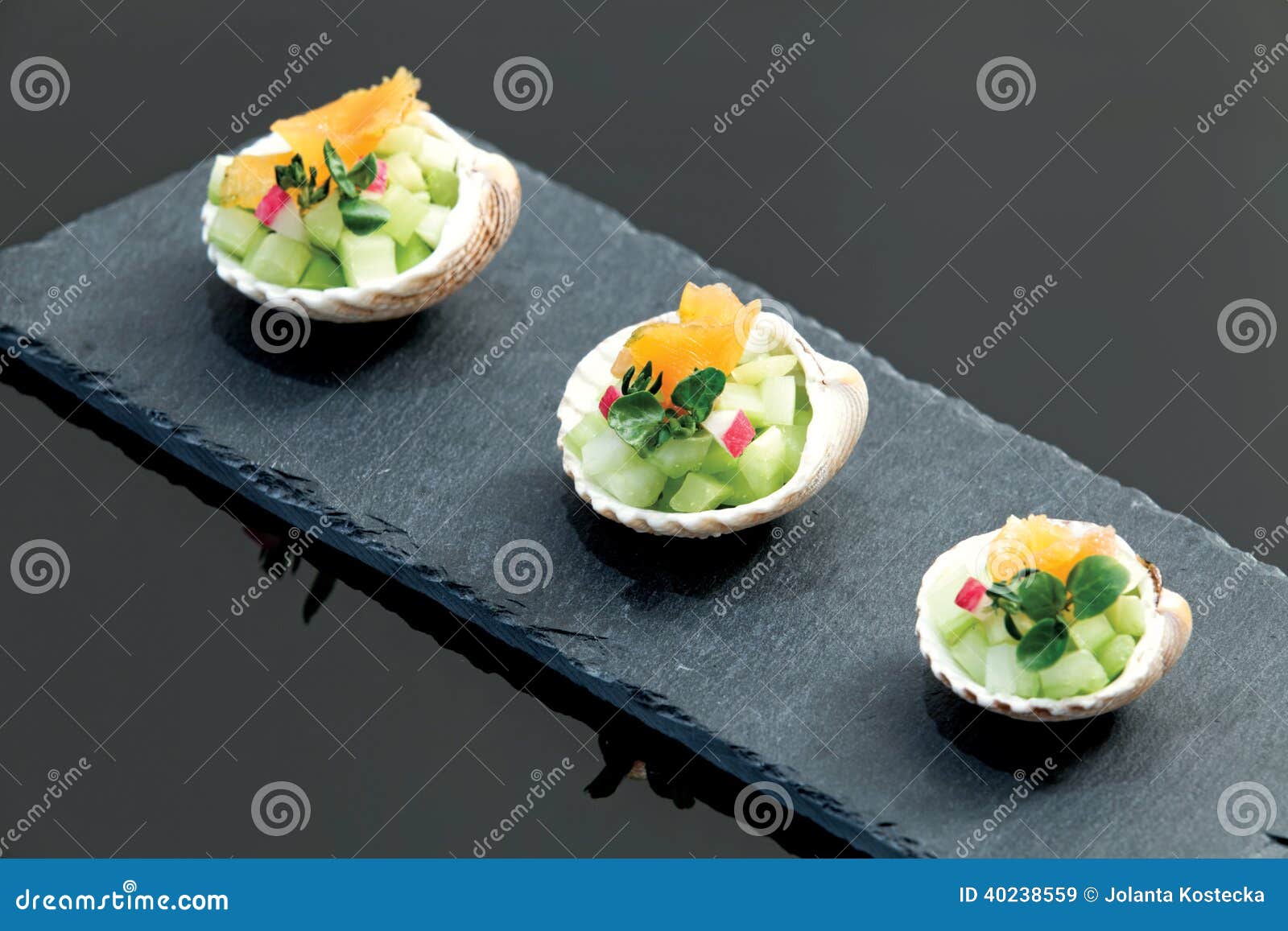 Smoked Salmon Snacks in Shells Stock Image - Image of fish ...