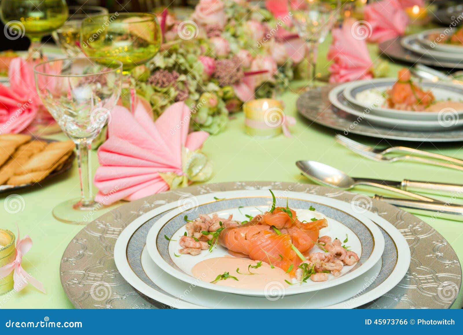 Smoked Salmon Starter on Festive Dinner Table Stock Photo - Image of ...