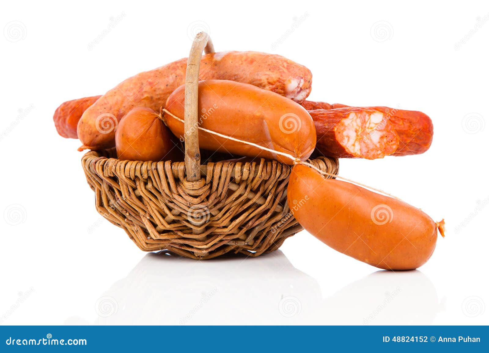 Smoked Sausage on a String in Basket. Stock Photo - Image of pork, food ...