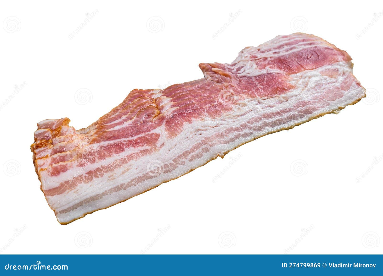 Smoked Sliced Pork Bacon Ready for Cooking. Isolated on White ...