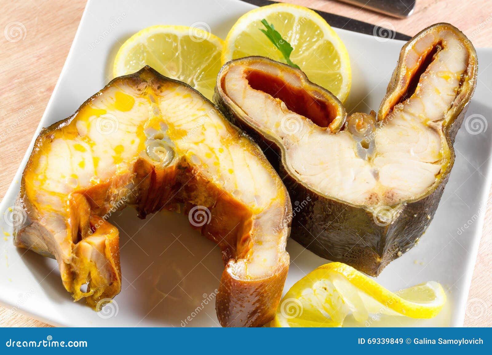 Smoked sturgeon fillet stock image. Image of lunch, delicacy - 69339849