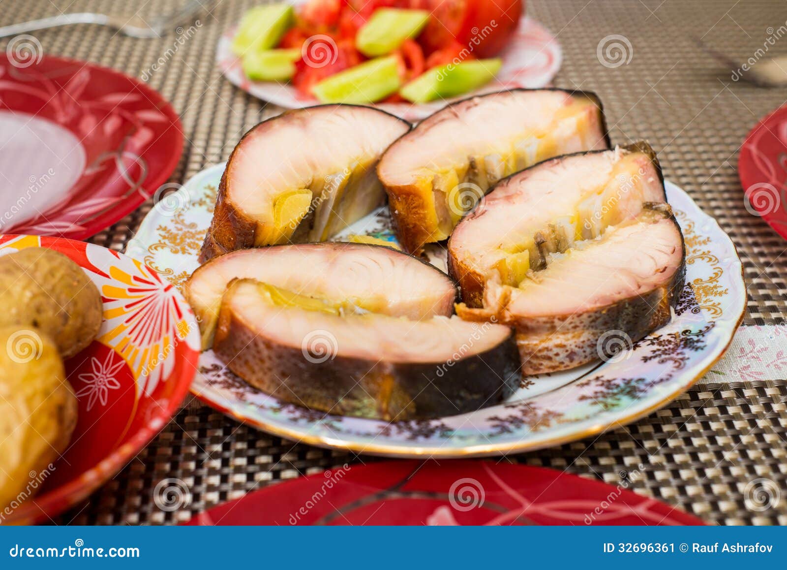 Smoked Sturgeon Fillets on a Plate Stock Image - Image of prepared ...