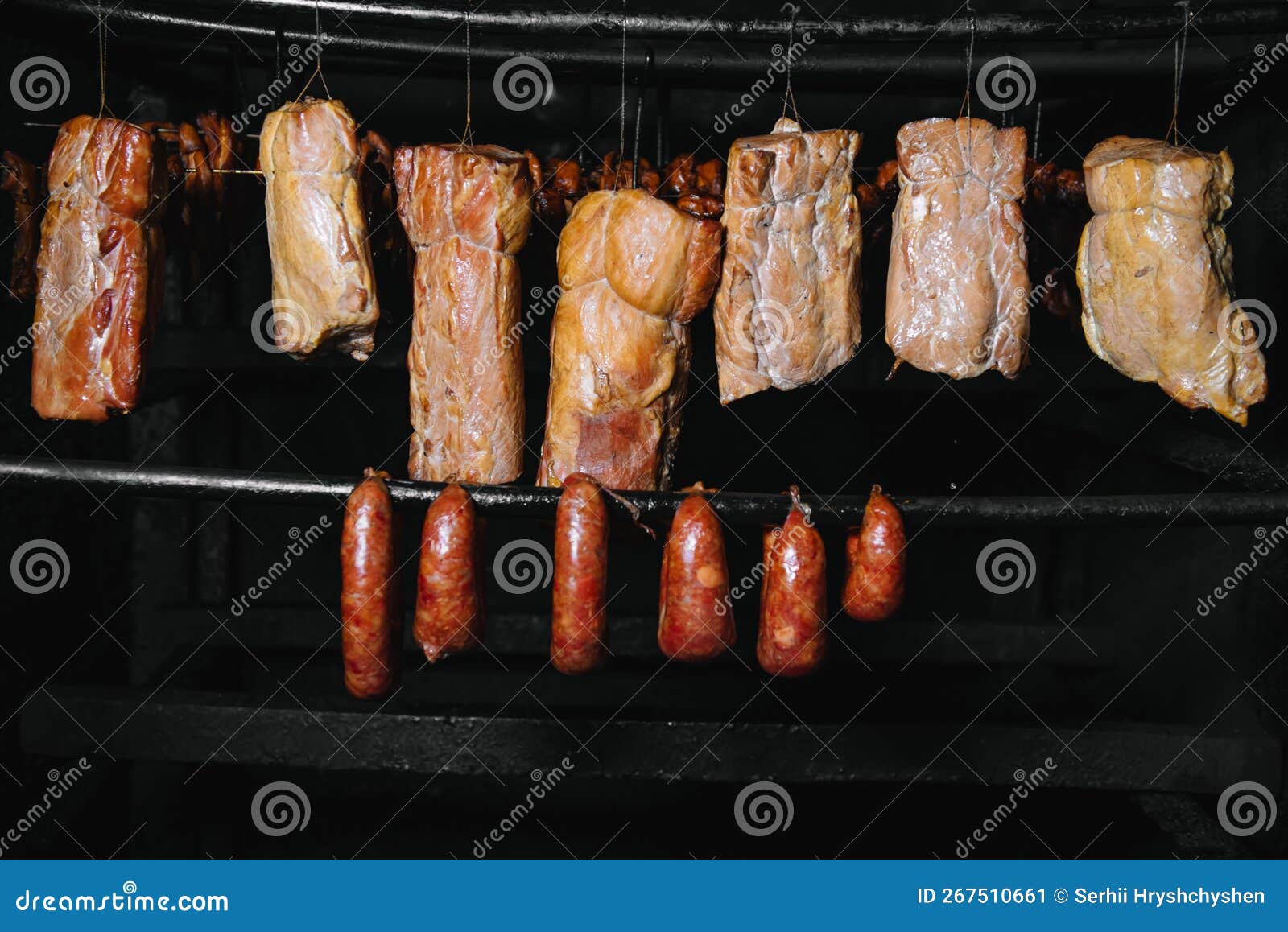 Smoked Traditional Smoked Meat. a Composition of Smoked Cold Cuts on a ...