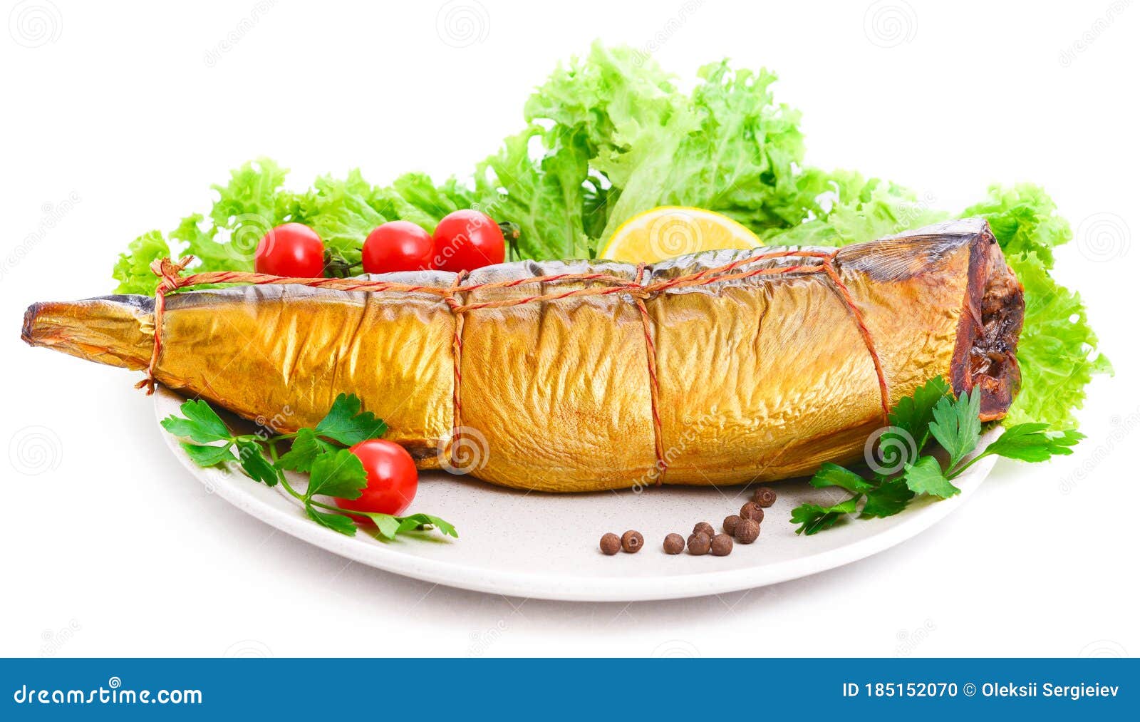 Smoked tuna on a plate stock photo. Image of cuisine - 185152070
