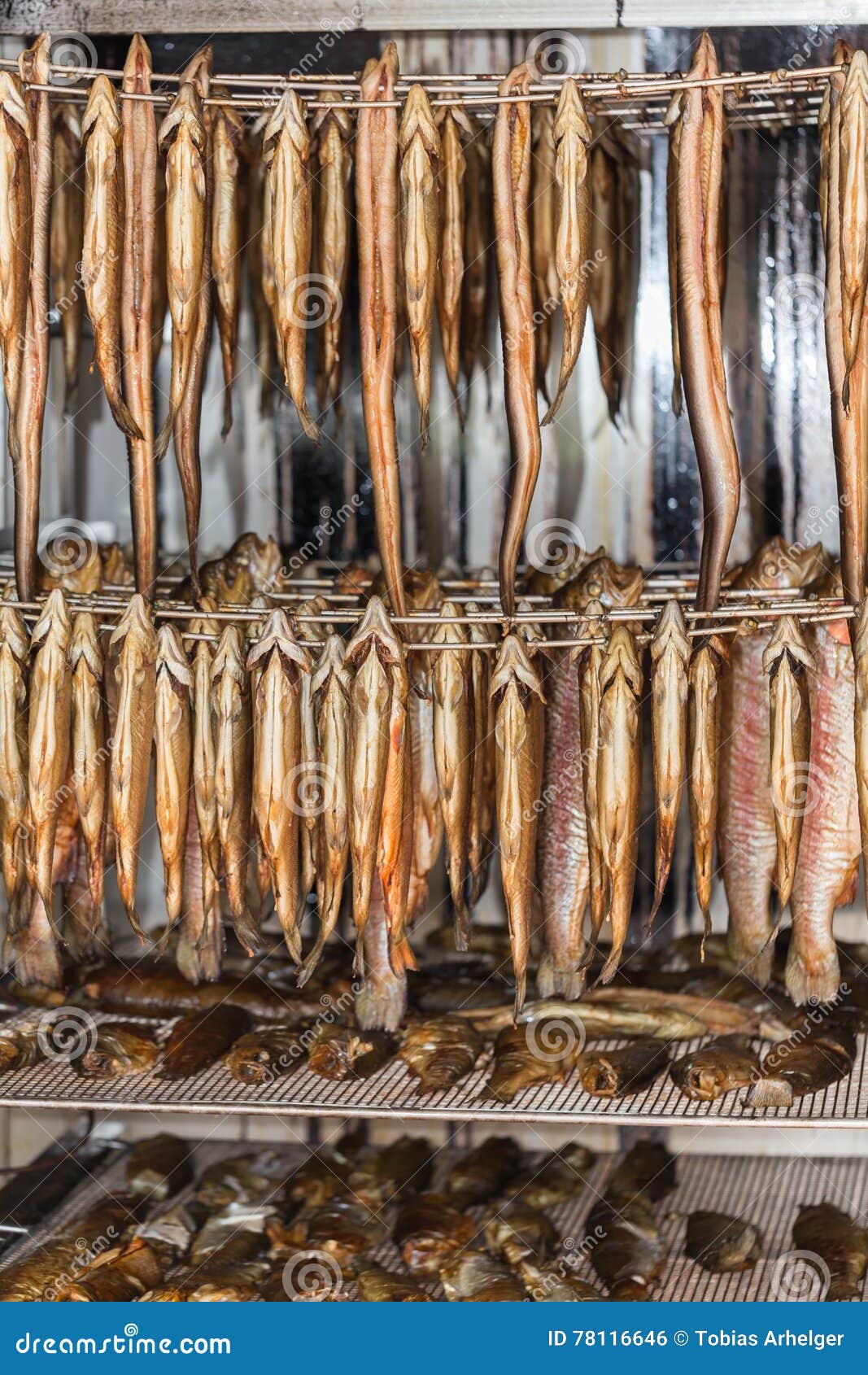 Smokehouse with Smoked Fish Stock Photo - Image of homemade, hanging ...