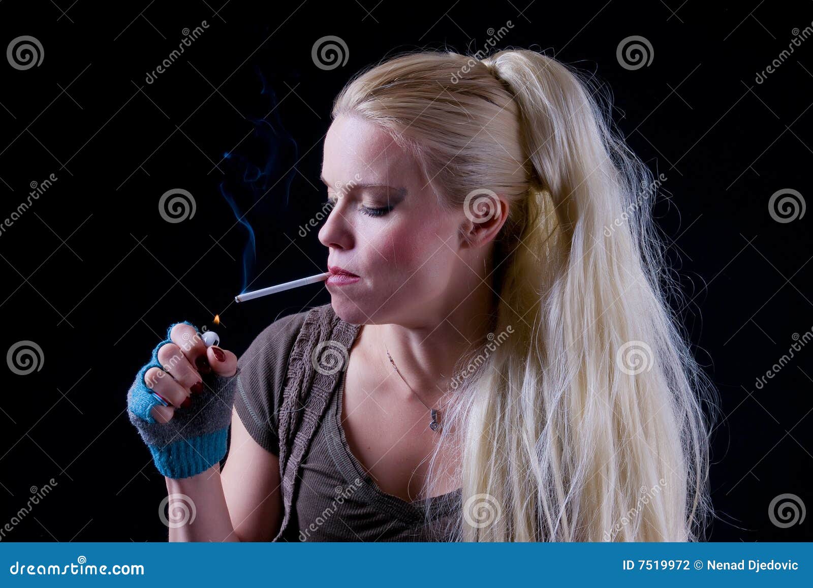 Smoker stock photo. Image of face, hair, black, cosmetics - 7519972
