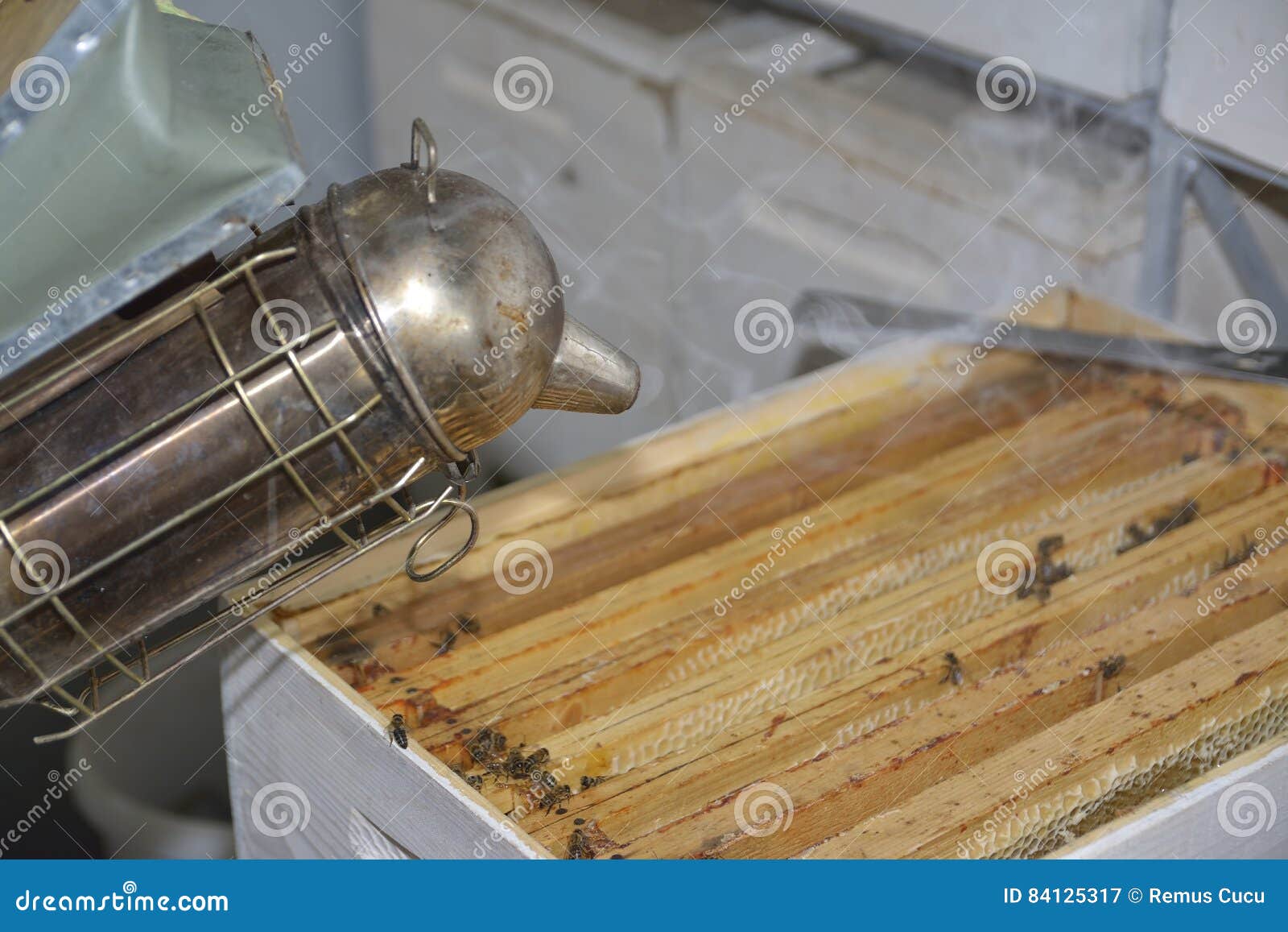 Smoker Beekeepers Tool Used To Keep Bees Away from Hive. Stock Image ...