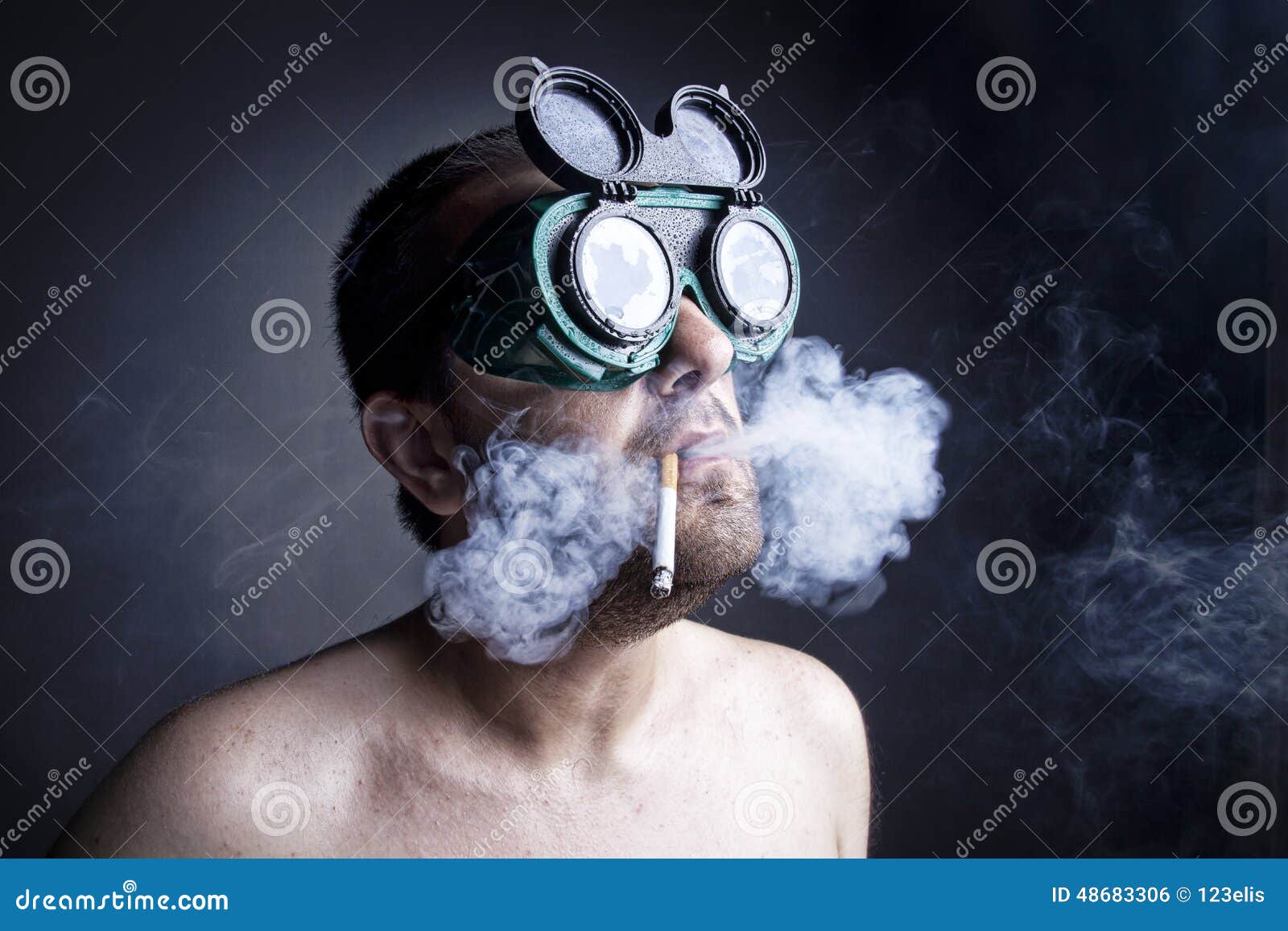 Smoker Man stock photo. Image of pensive, portrait, humor - 48683306